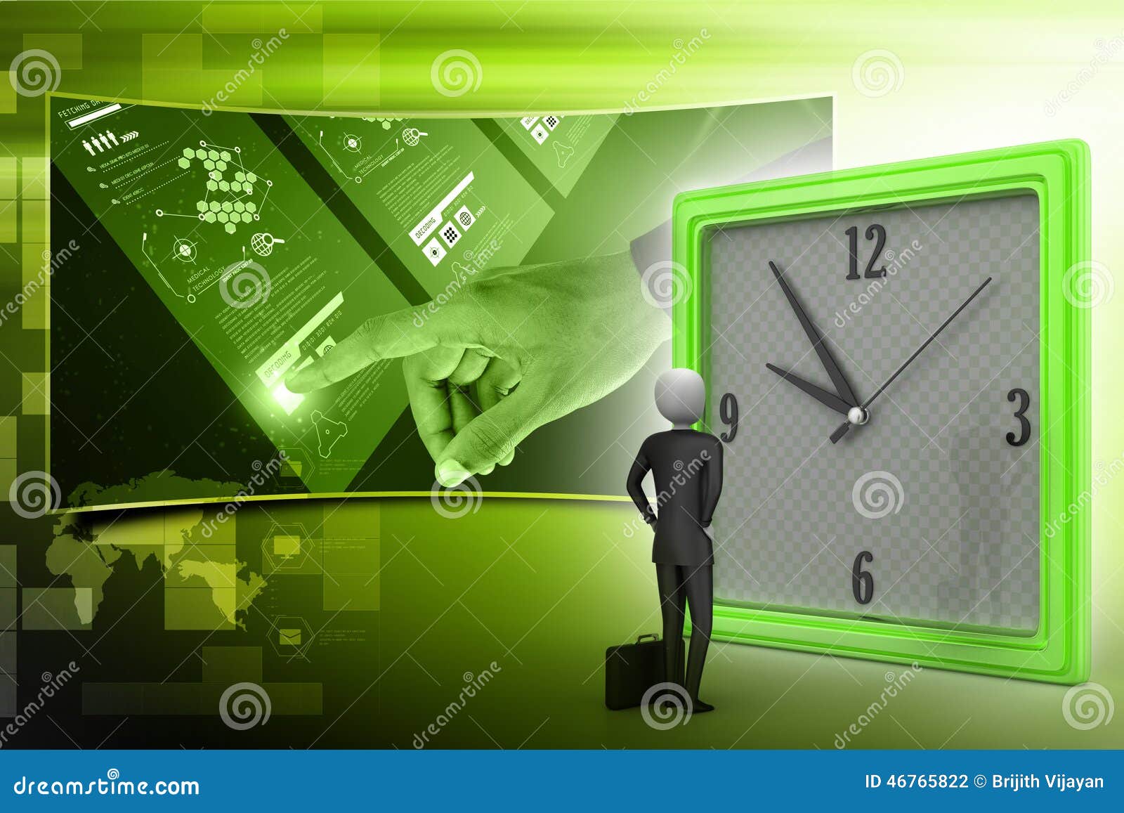 3d Man Watching The Clock Stock Photo | CartoonDealer.com #54504846