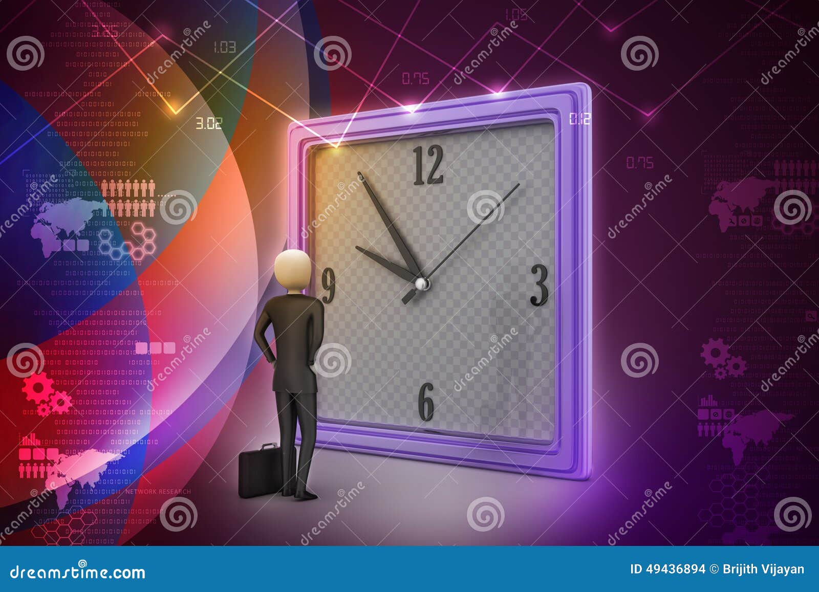3d Man Watching The Clock Stock Photo | CartoonDealer.com #54502146