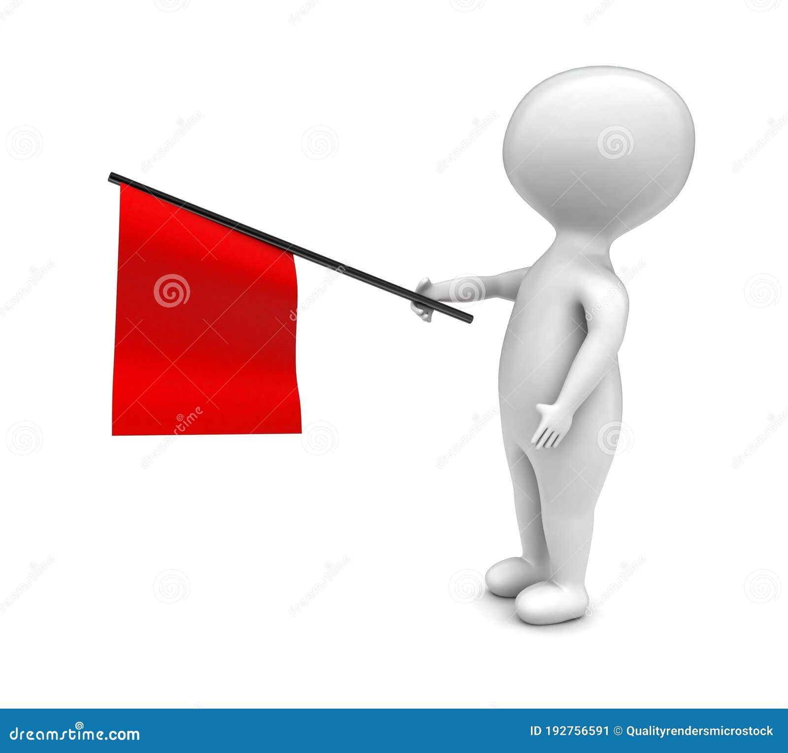 3d Man Waving a Red Flag Concept Stock Illustration - Illustration of ...