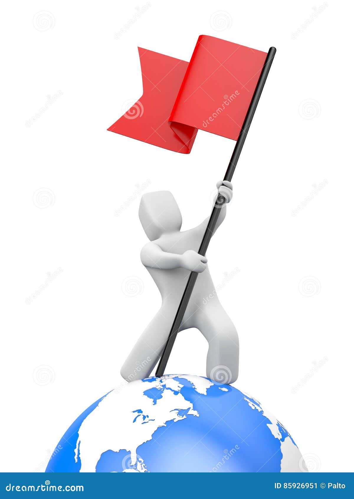 3d Man Waving Red Flag. 3d People Collection Stock Illustration ...
