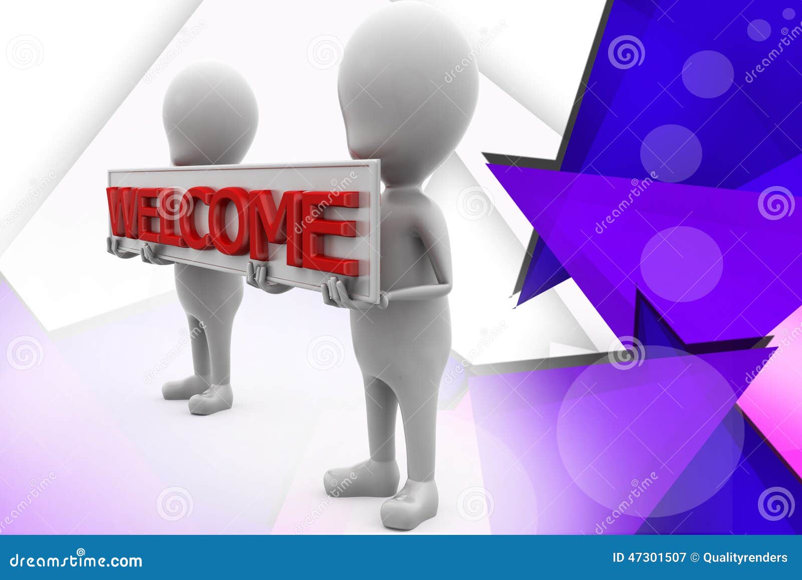 3d Man Welcome Banner Illustration Stock Illustration - Illustration of ...
