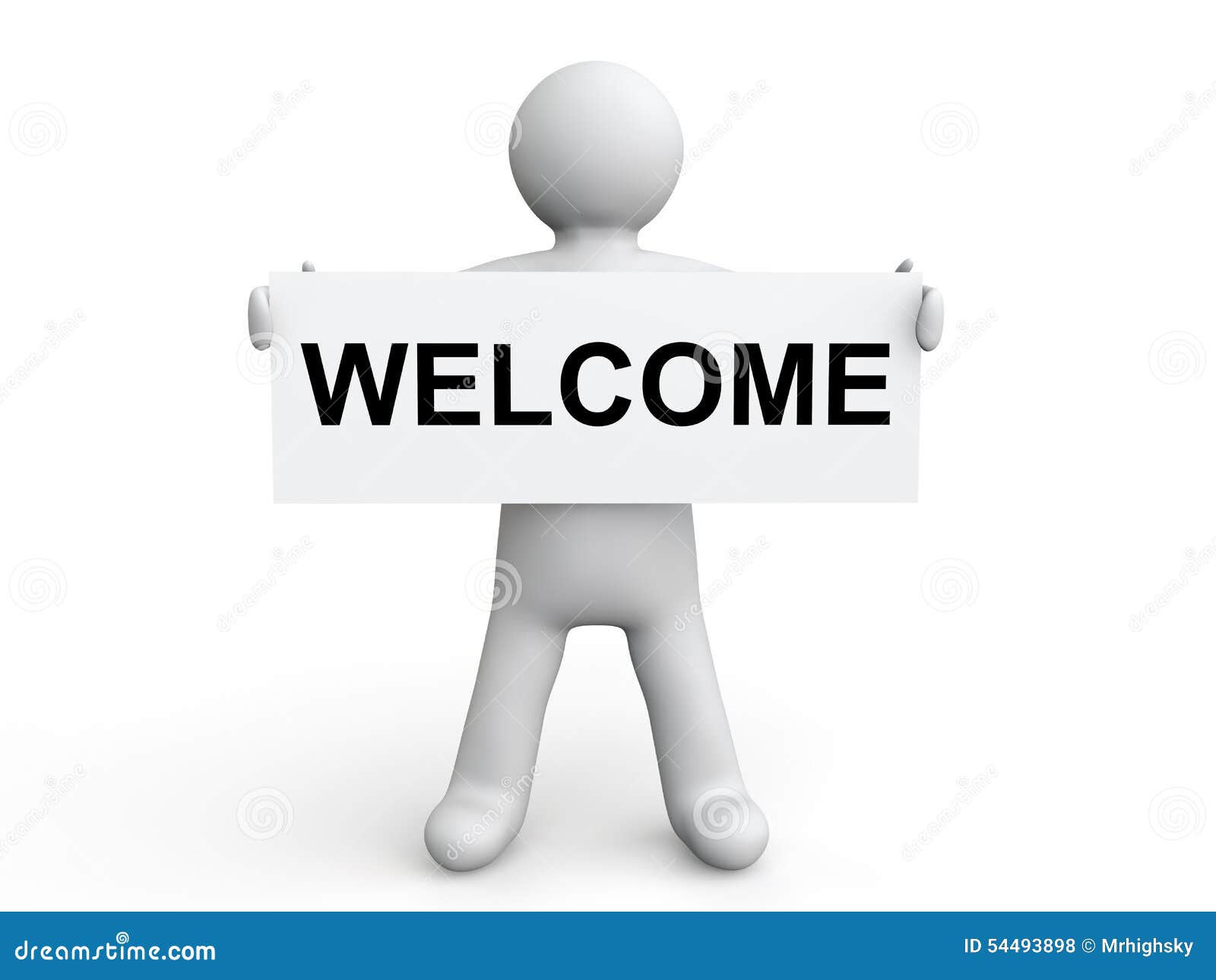 3d Man with Welcome Placard Stock Illustration - Illustration of ...