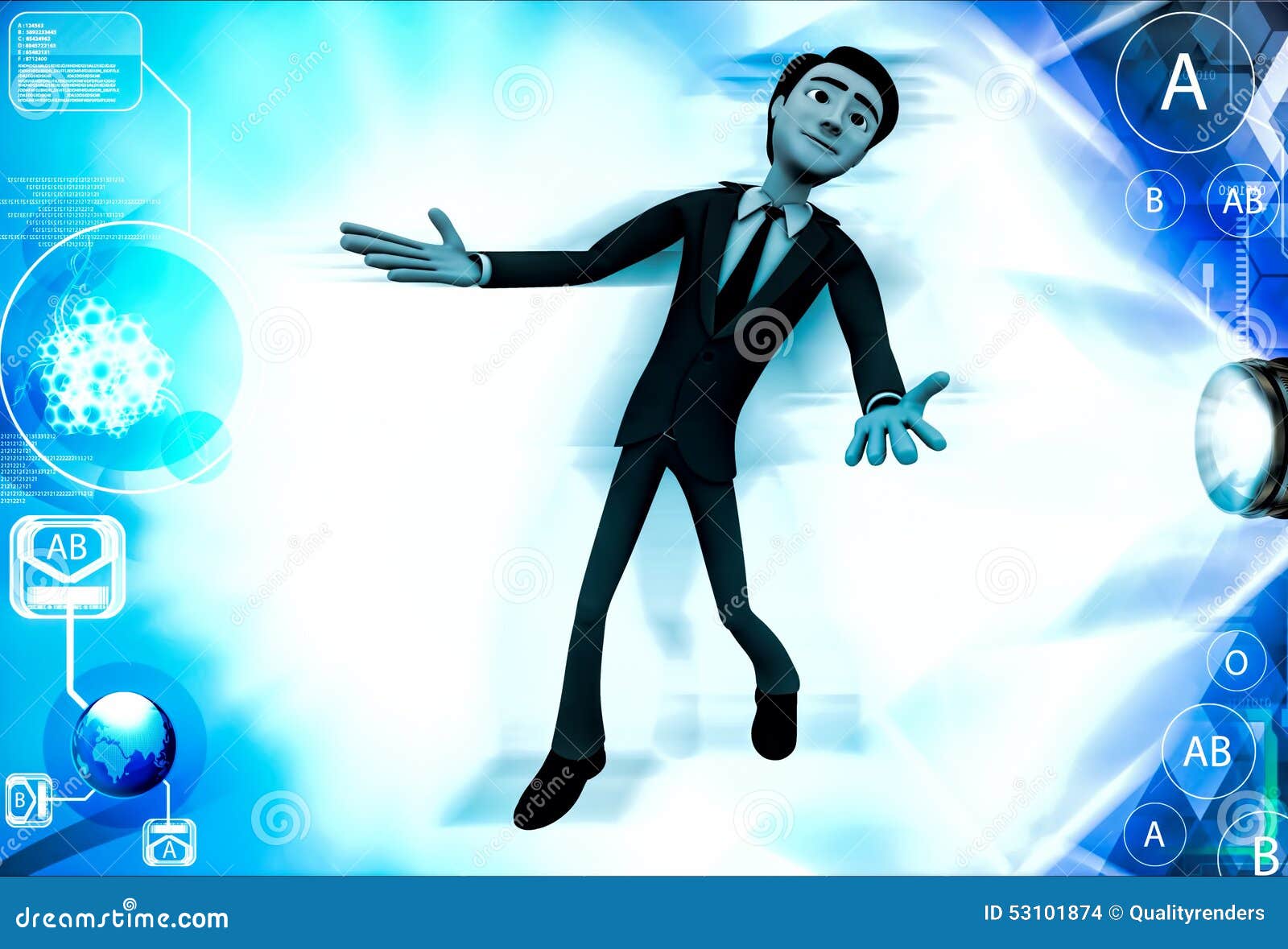 3d Man Welcoming Illustration Stock Illustration - Illustration of ...