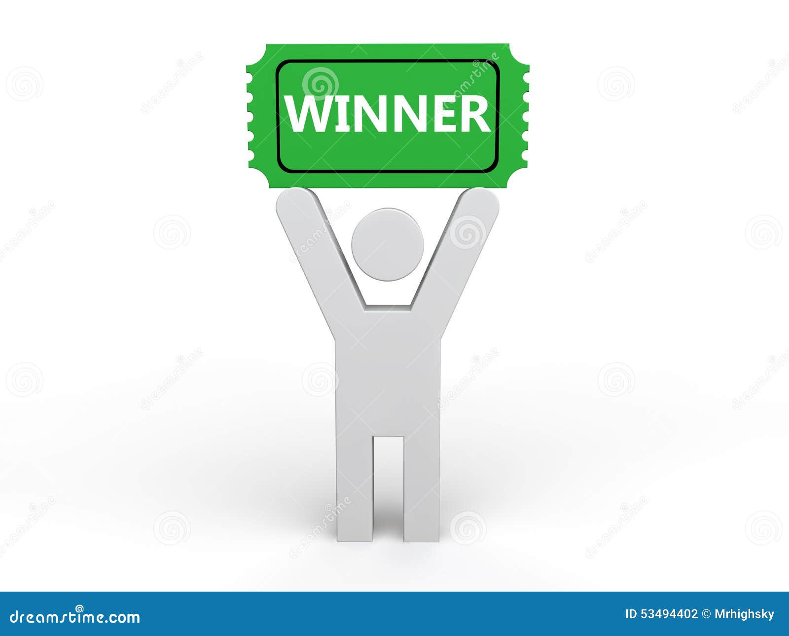 3D man with winner ticket stock illustration. Illustration of isolated ...