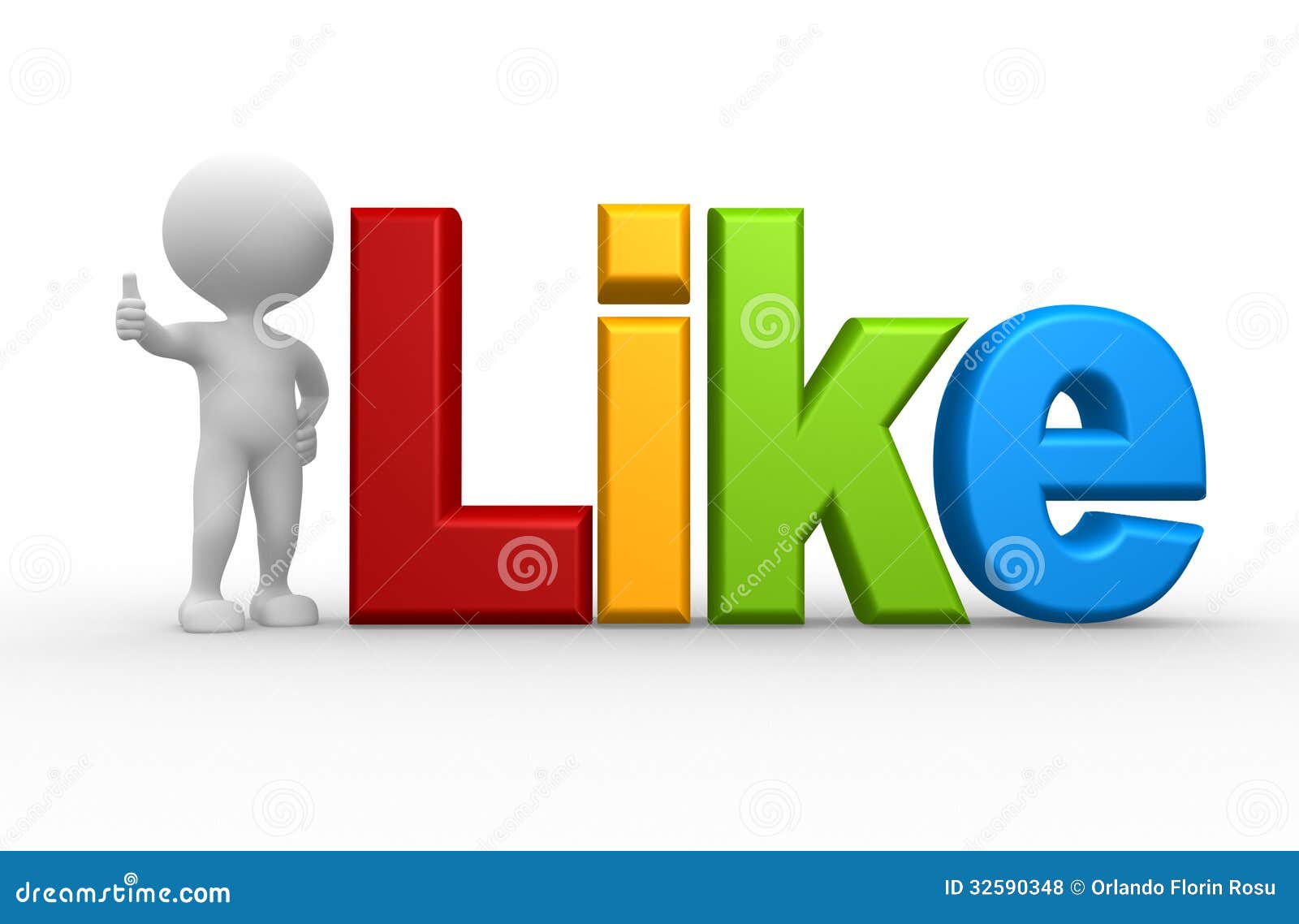 3d man and word LIKE stock illustration. Illustration of like - 32590348