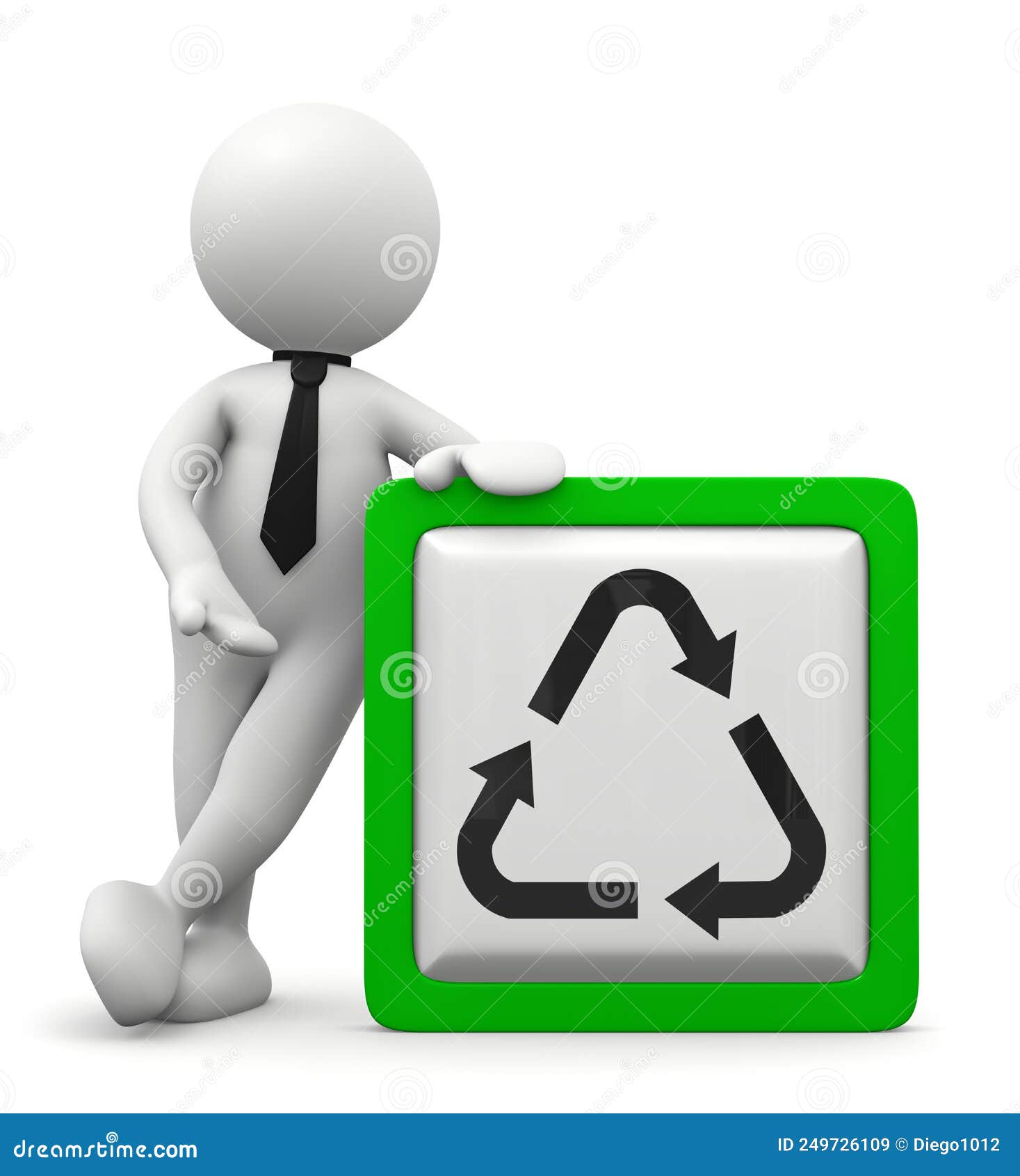 3d Man with Work Cycle Button Stock Illustration - Illustration of ...