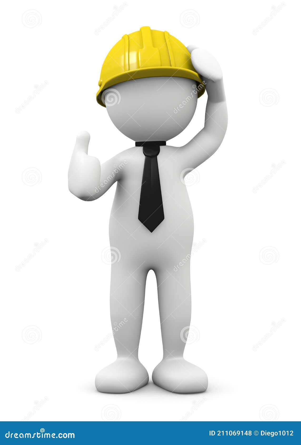 3d Man with Work Safety Helmet Stock Illustration - Illustration of ...