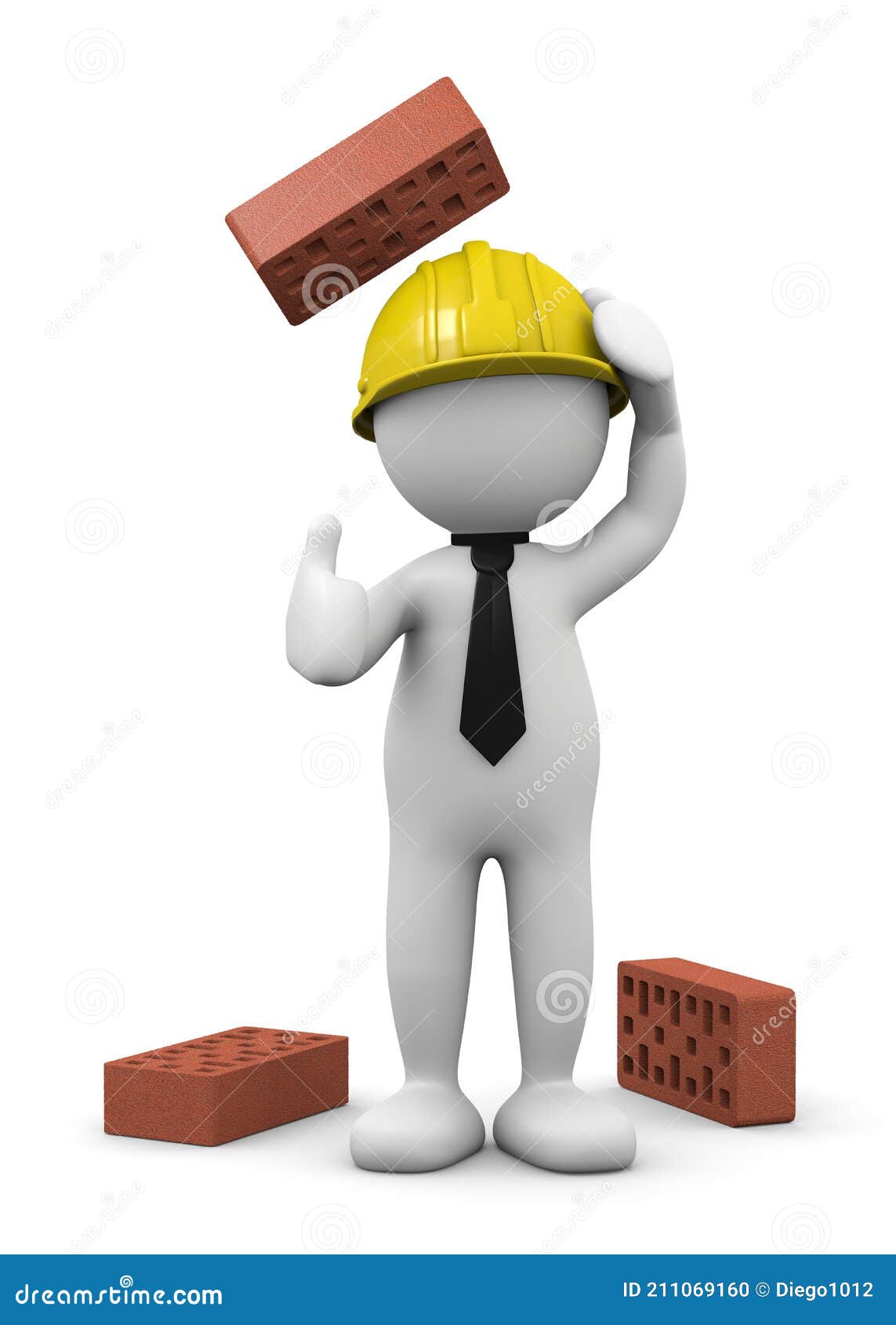 3d Man with Work Safety Helmet Stock Illustration - Illustration of ...