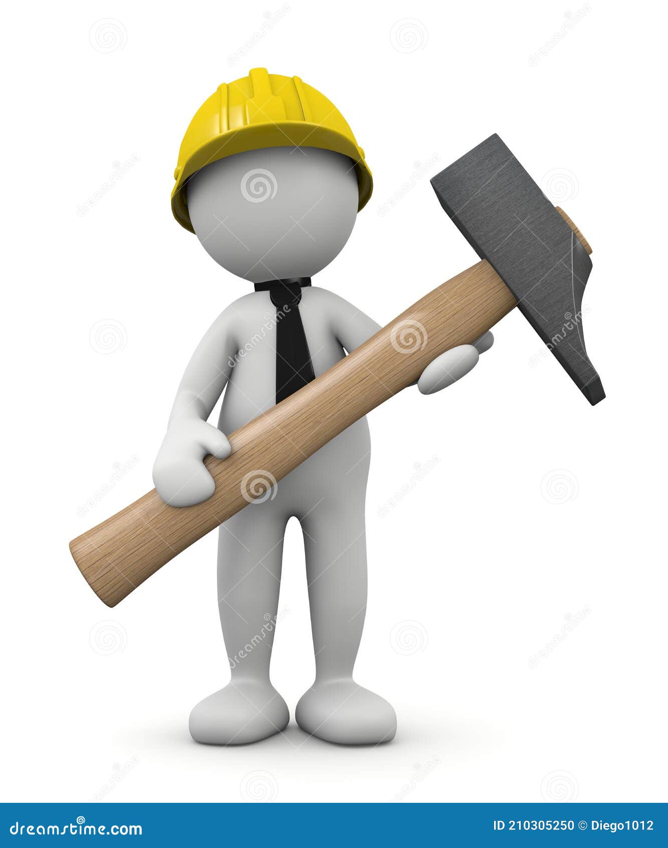 Worker Hammer Climbing Brick Stairs Figure Pictogram Royalty-Free ...