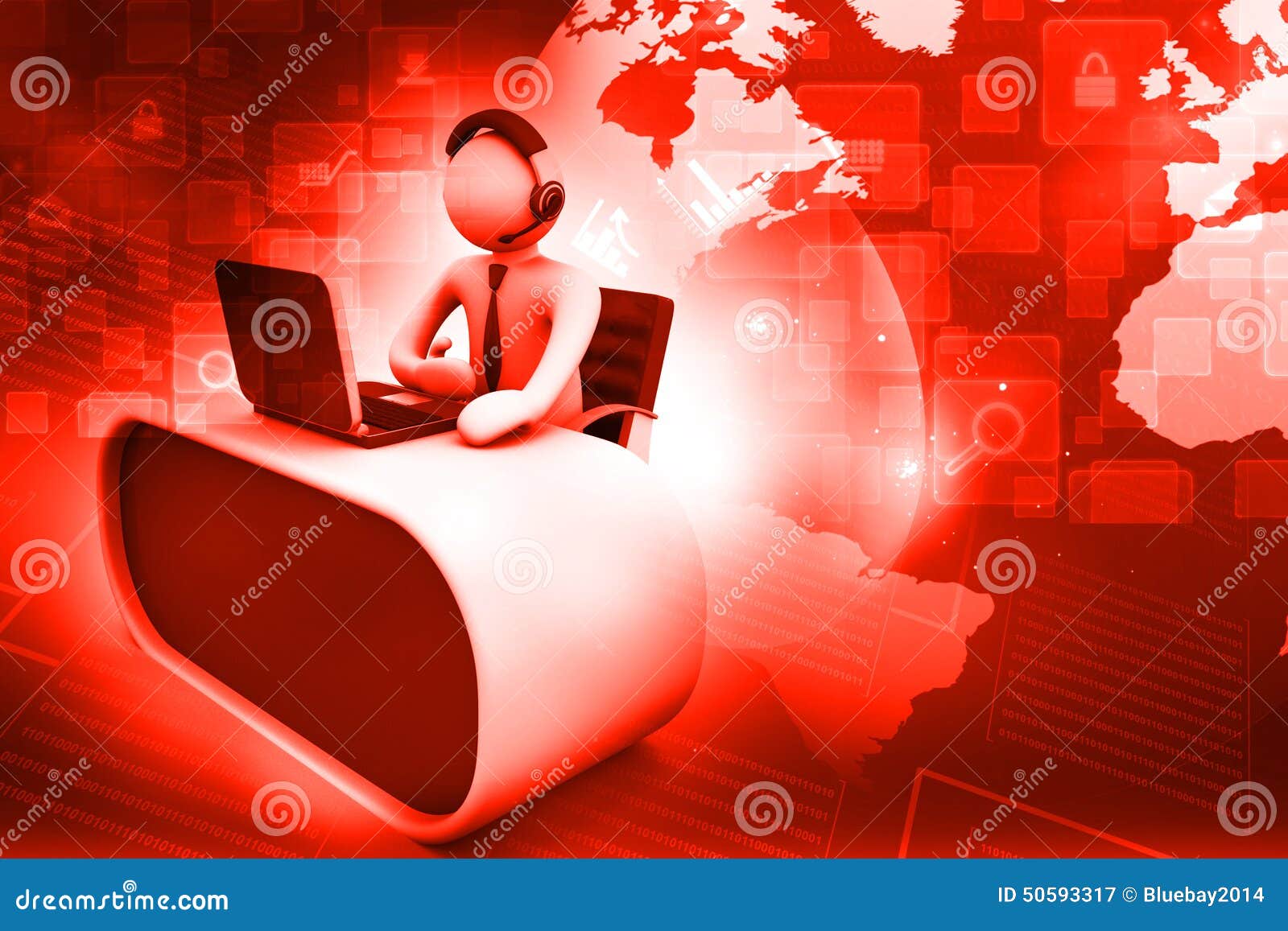 3D man working in a office stock illustration. Illustration of people ...