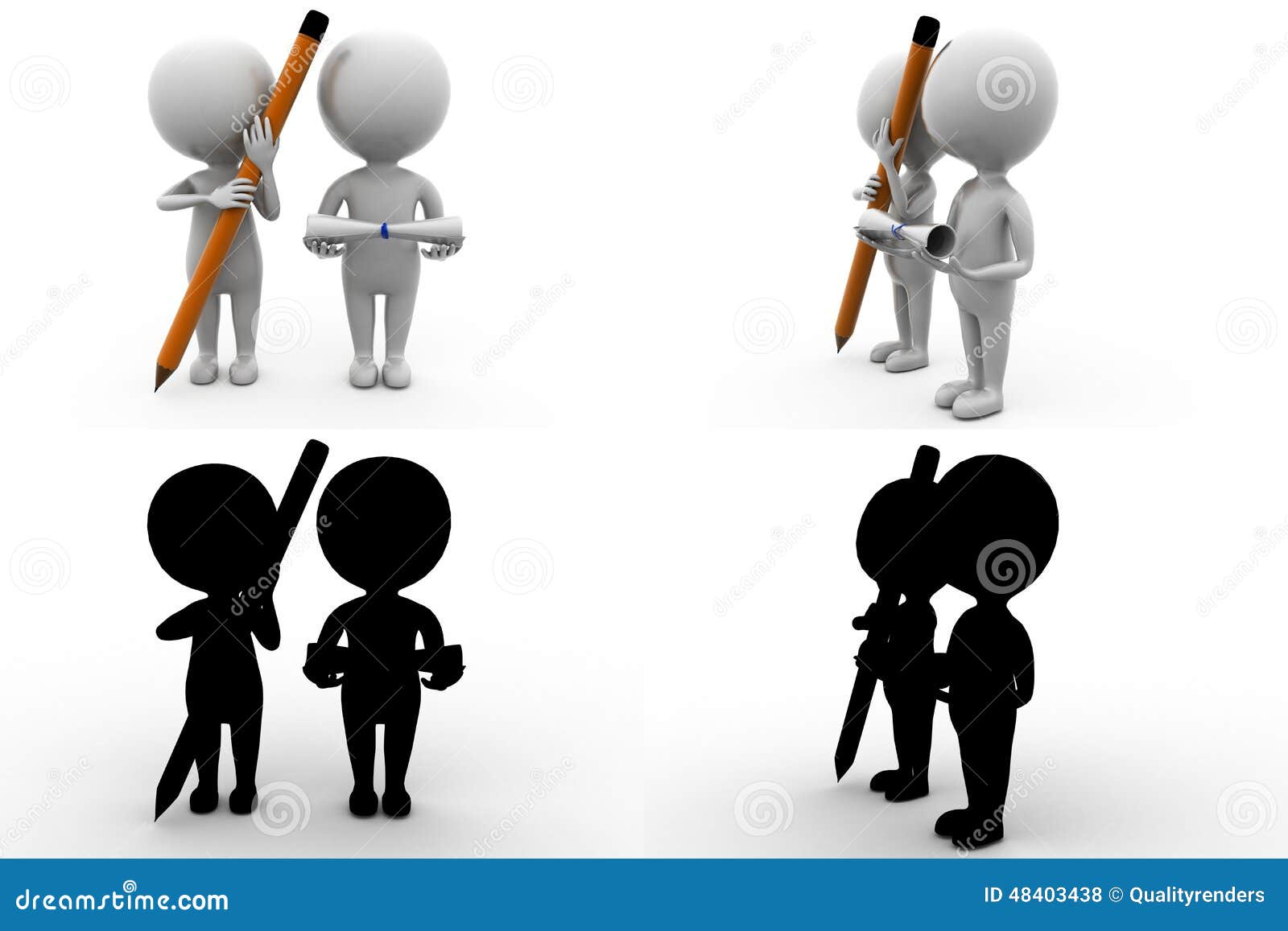 3d Man Write Concept Collections with Alpha and Shadow Channel Stock ...