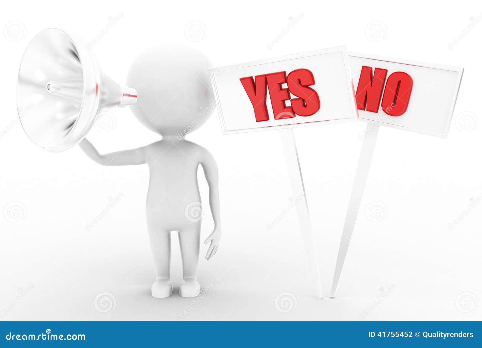 3d man yes or no stock illustration. Illustration of change - 41755452