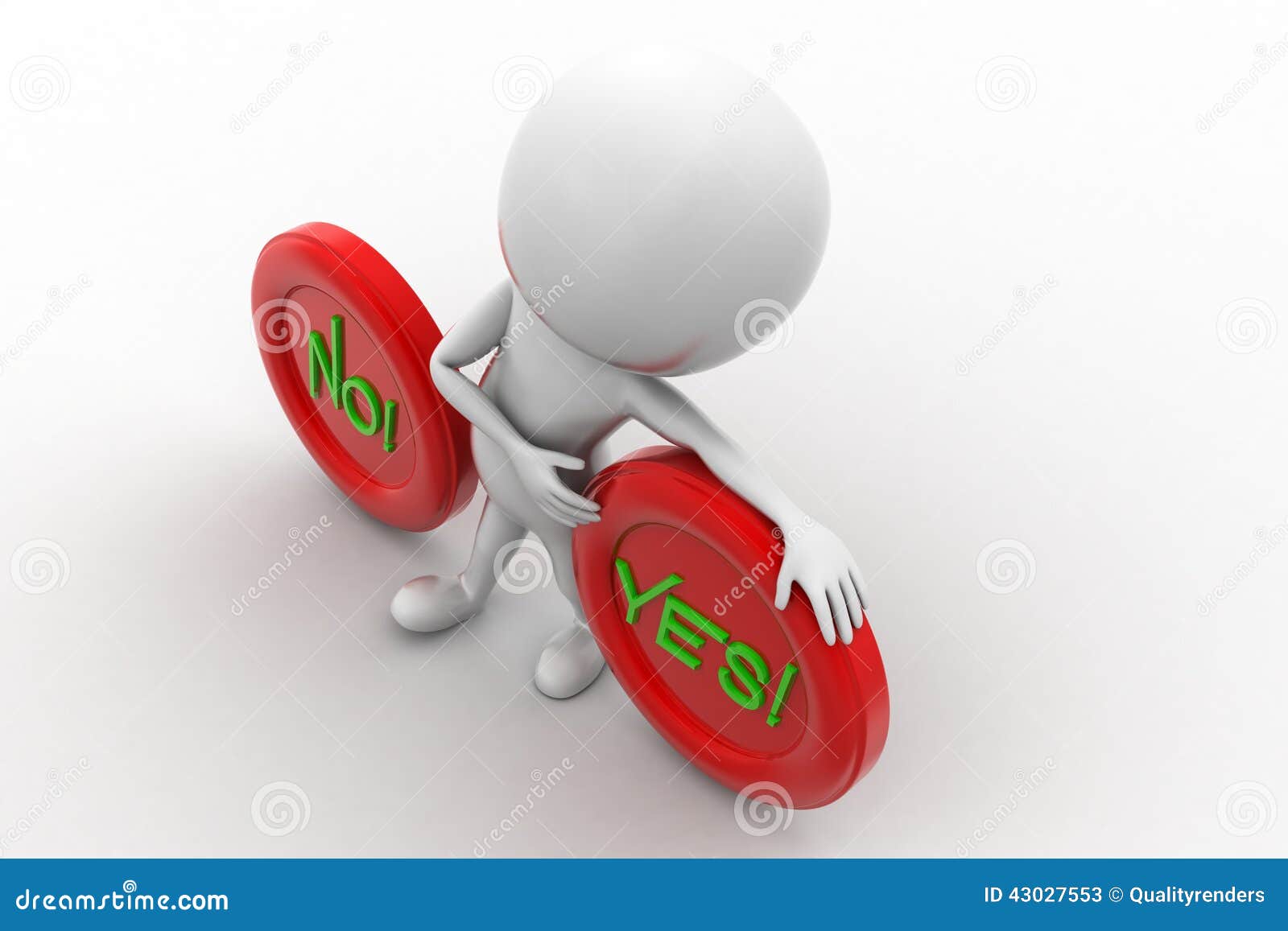 3d man yes or no stock illustration. Illustration of reply - 43027553