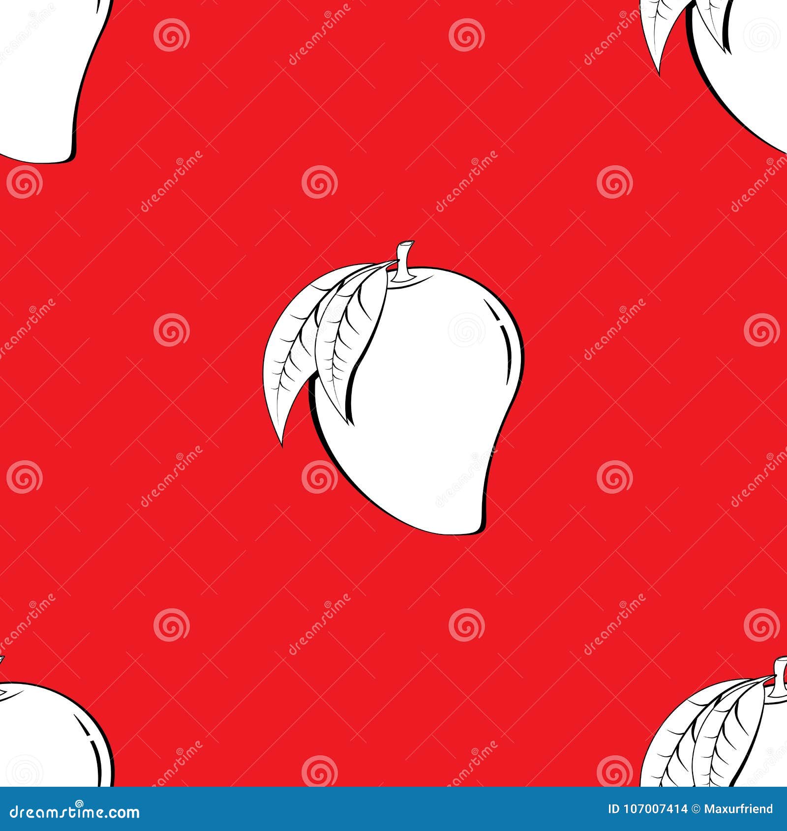 2d Mango Fruit Contour Abstract on Red Background Stock Vector ...