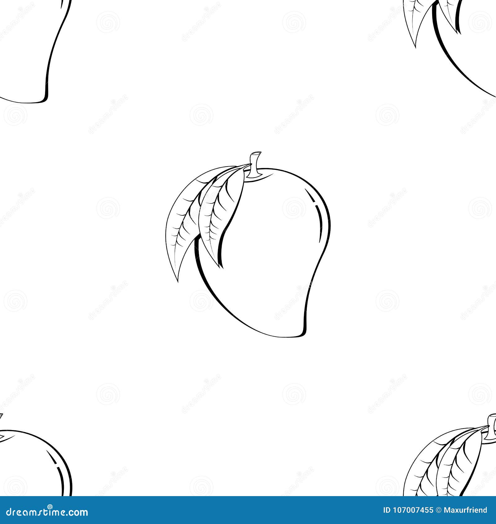 2d Mango Fruit Contour Abstract on White Background Stock Vector ...