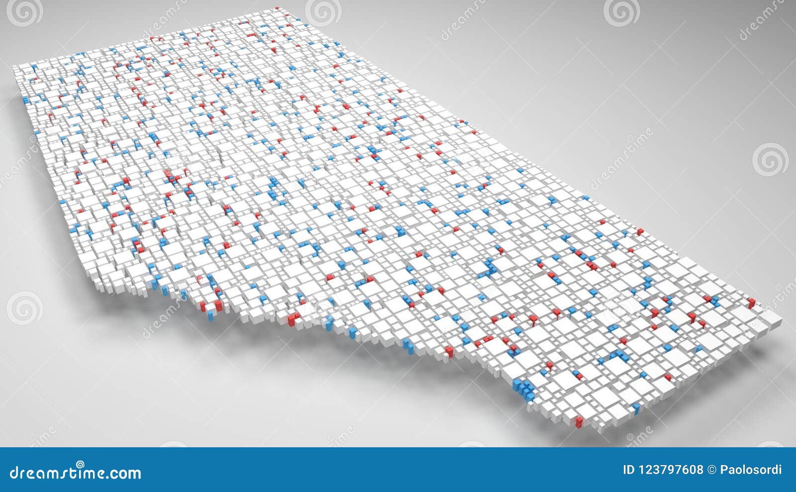 3D Rendering Of A Mosaic Of Complex Geometric Shapes. Color Palette Of ...