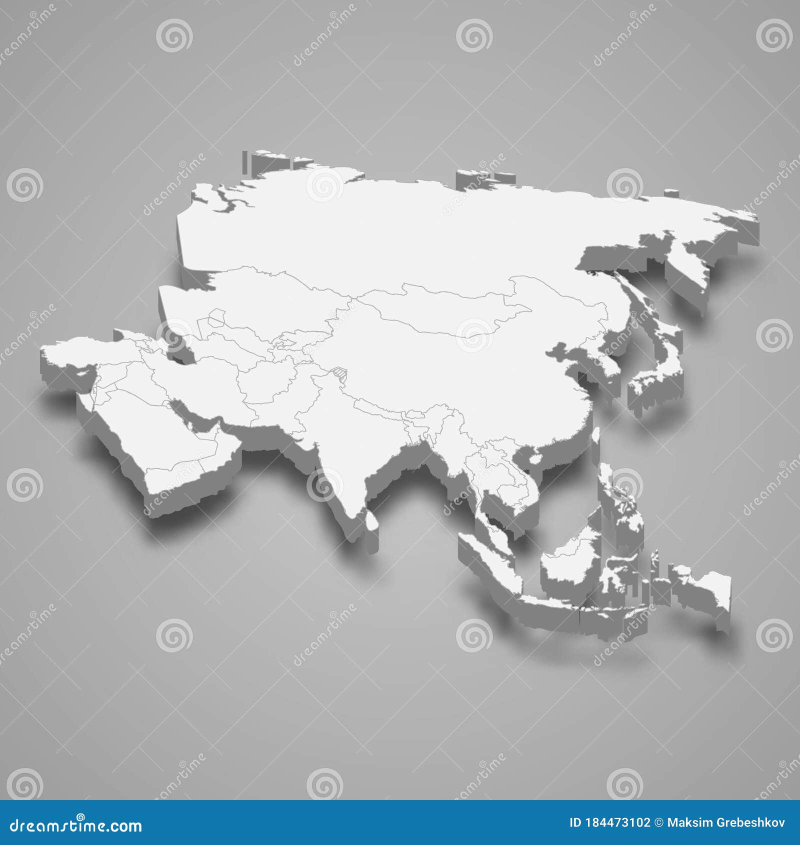 3d Map of Asia Template for Your Design Stock Illustration ...