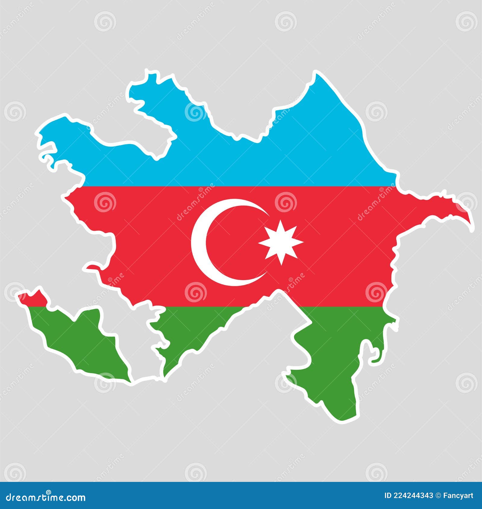 2D Map of Azerbaijan in Flag Colors Isolated Vector Stock Vector ...