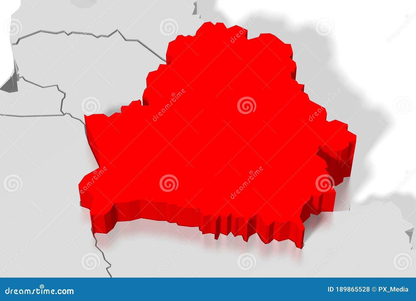 Belarus - Political Map, Red Country Shape, Borders Stock Illustration ...