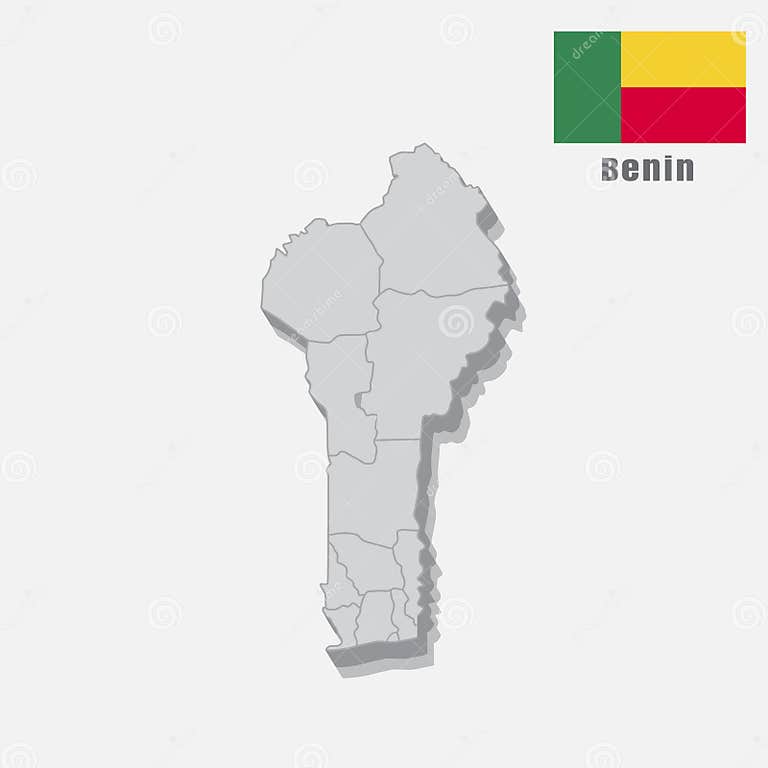3D Map of Benin with Separated Sections on a White Background Stock ...