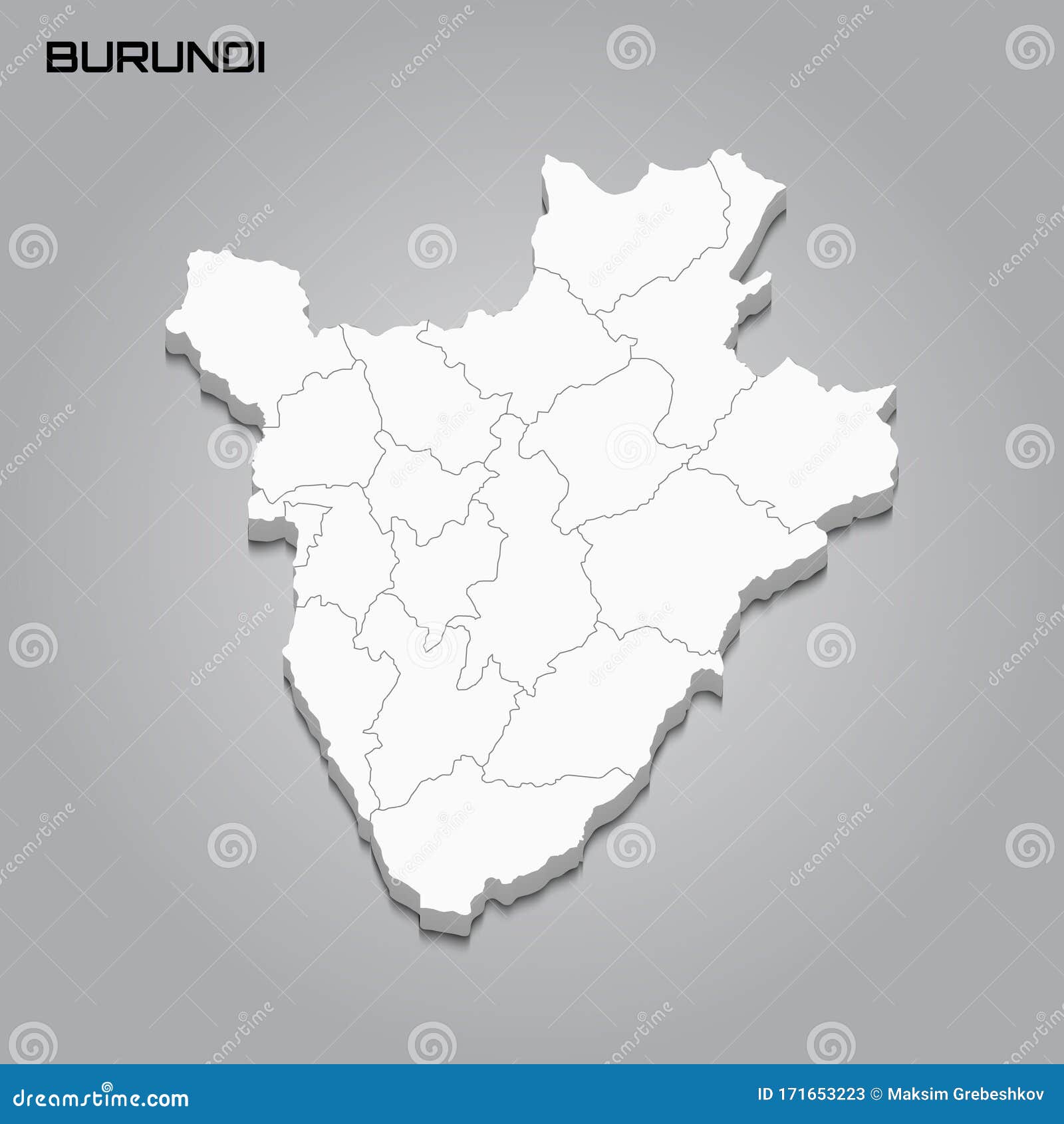 3d Map with Borders of Regions Stock Illustration - Illustration of ...