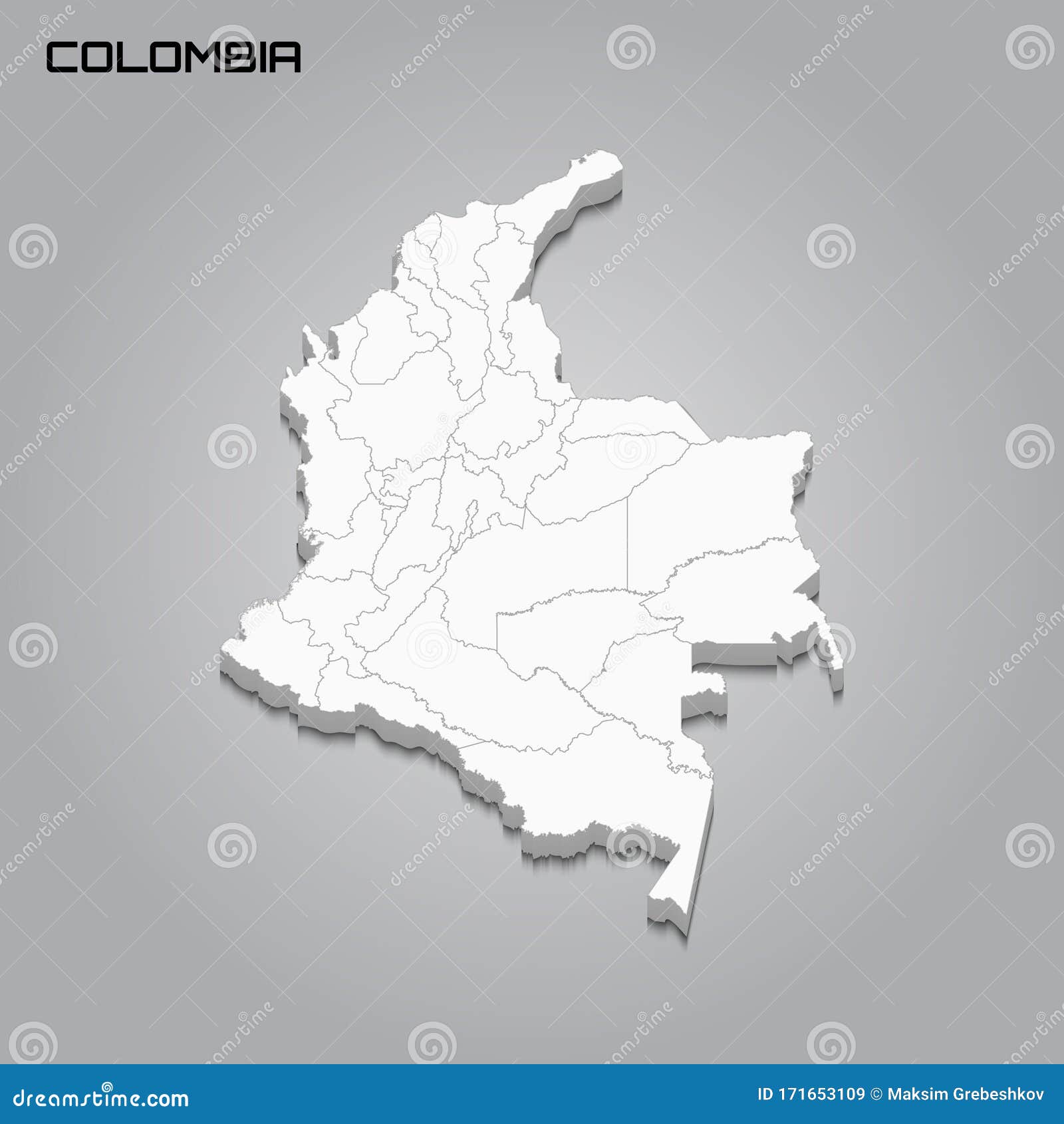 3d Map with Borders of Regions Stock Illustration - Illustration of ...