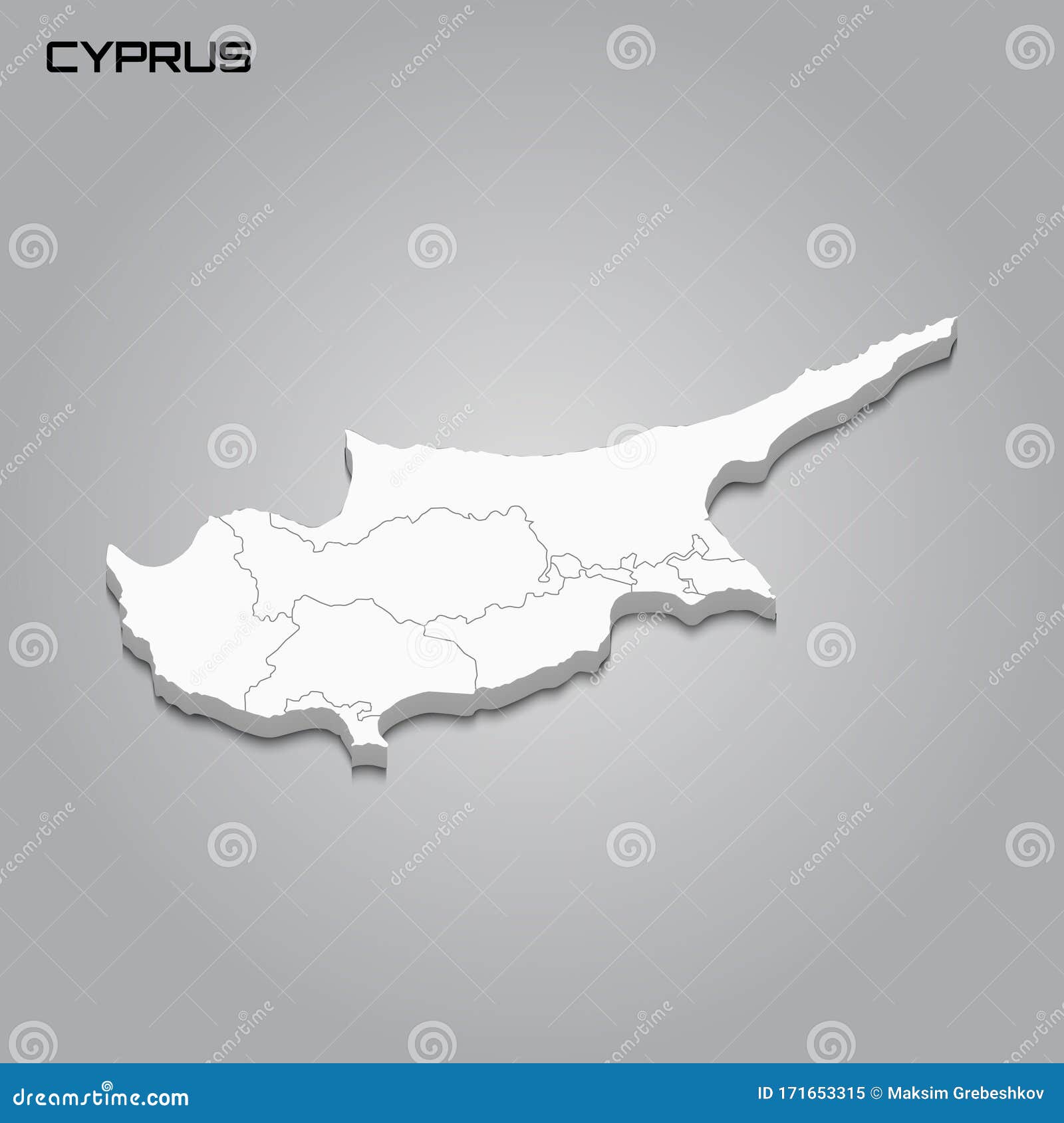 3d Map with Borders of Regions Stock Illustration - Illustration of ...