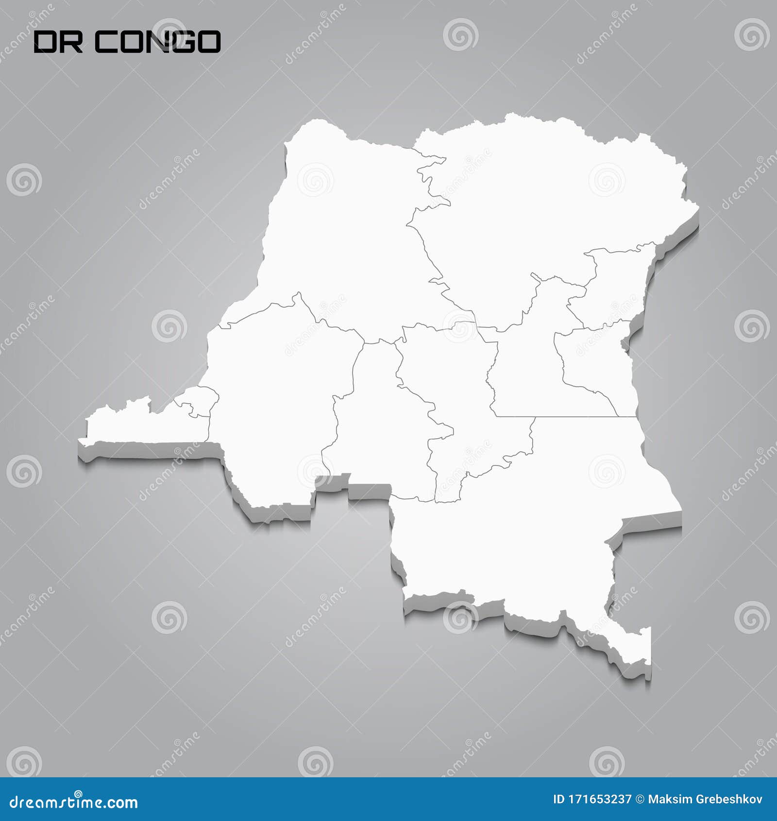 3d Map with Borders of Regions Stock Illustration - Illustration of ...