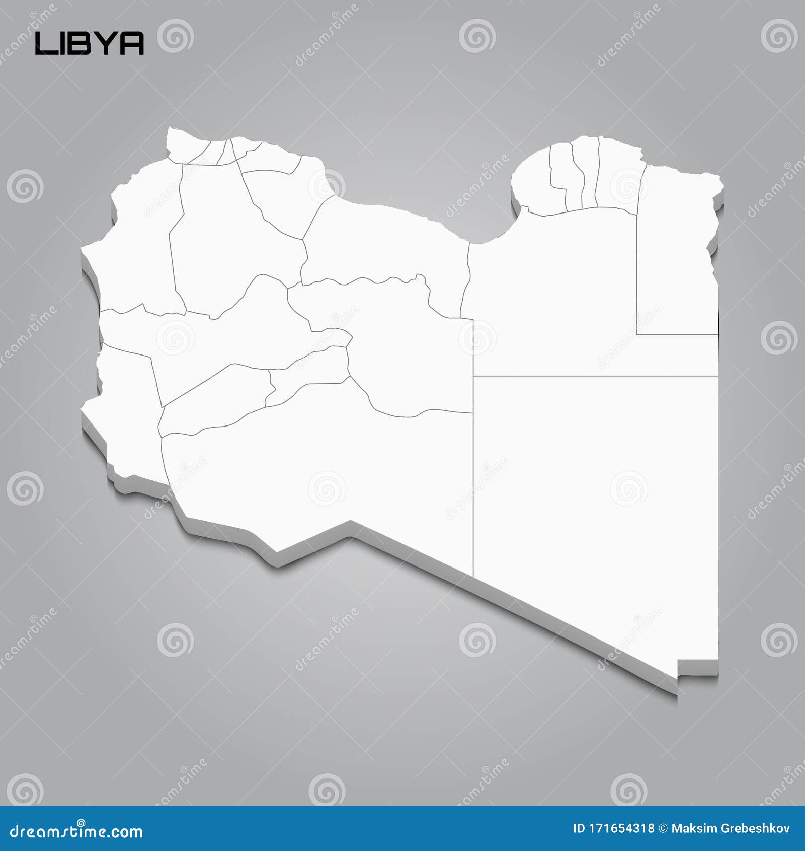 3d Map with Borders of Regions Stock Illustration - Illustration of ...
