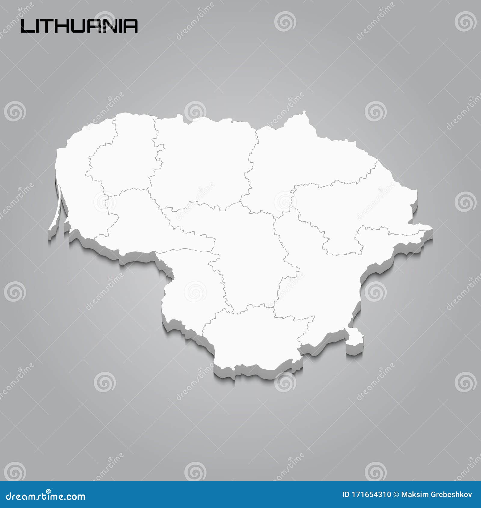 3d Map with Borders of Regions Stock Illustration - Illustration of ...