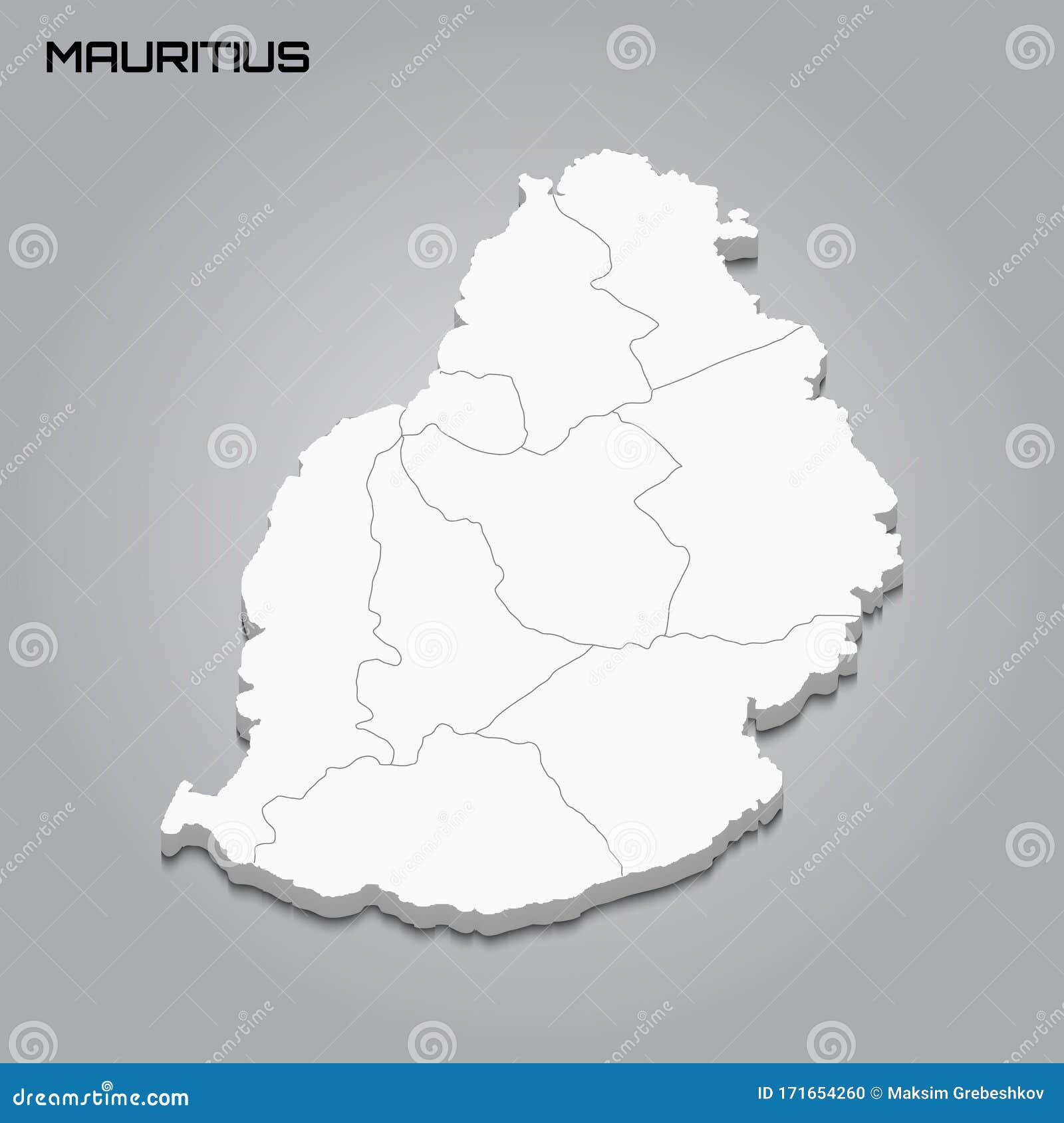 3d Map with Borders of Regions Stock Illustration - Illustration of ...