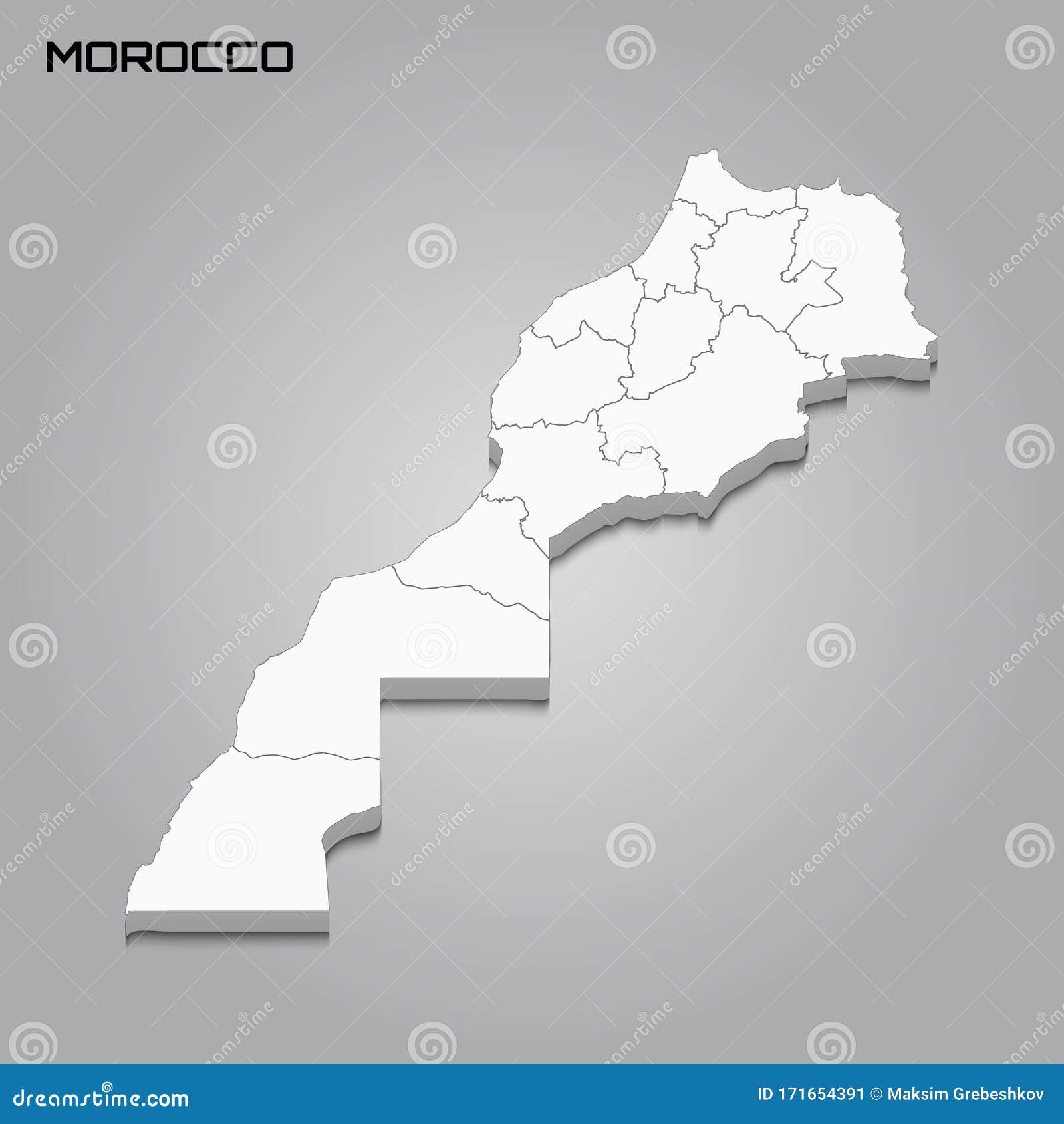 3d Map with Borders of Regions Stock Illustration - Illustration of ...