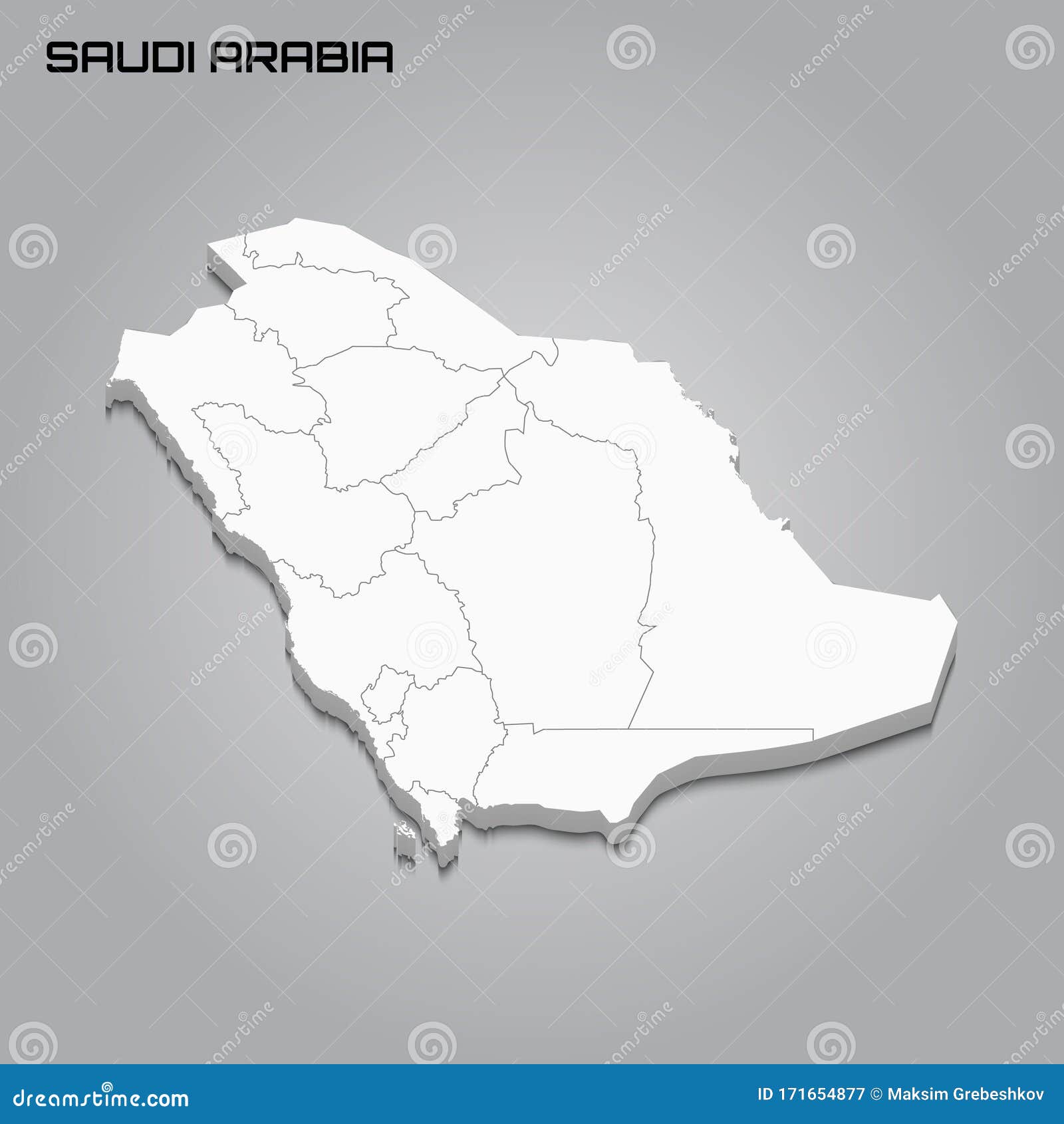 3d Map with Borders of Regions Stock Illustration - Illustration of ...