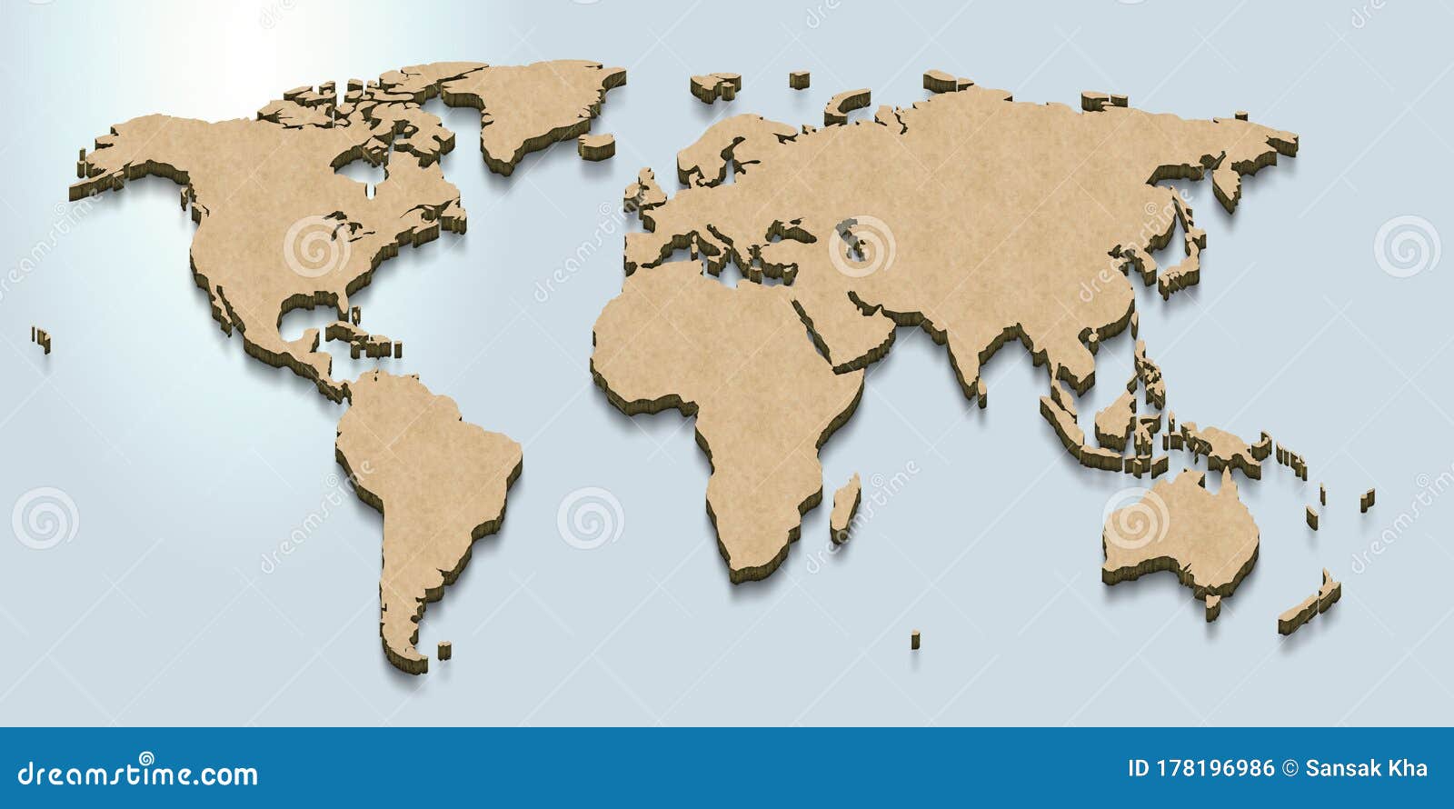 3D Map Brown of the World on White Background Stock Illustration ...