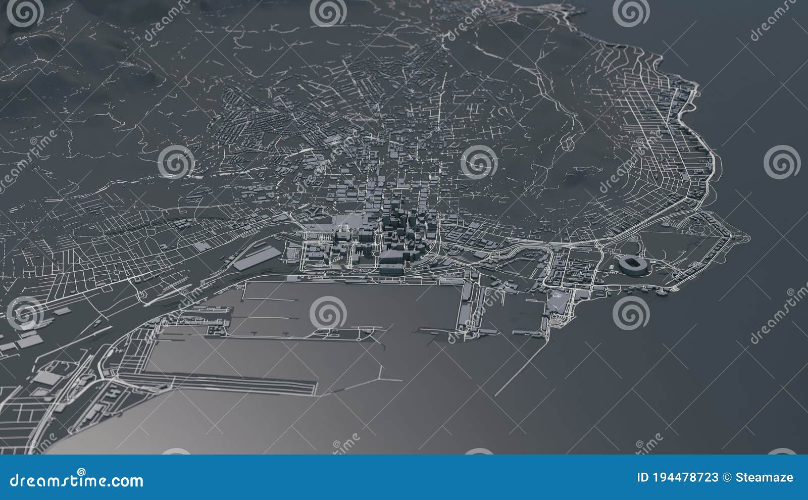 Cape Town city 3d map. stock illustration. Illustration of aerial ...