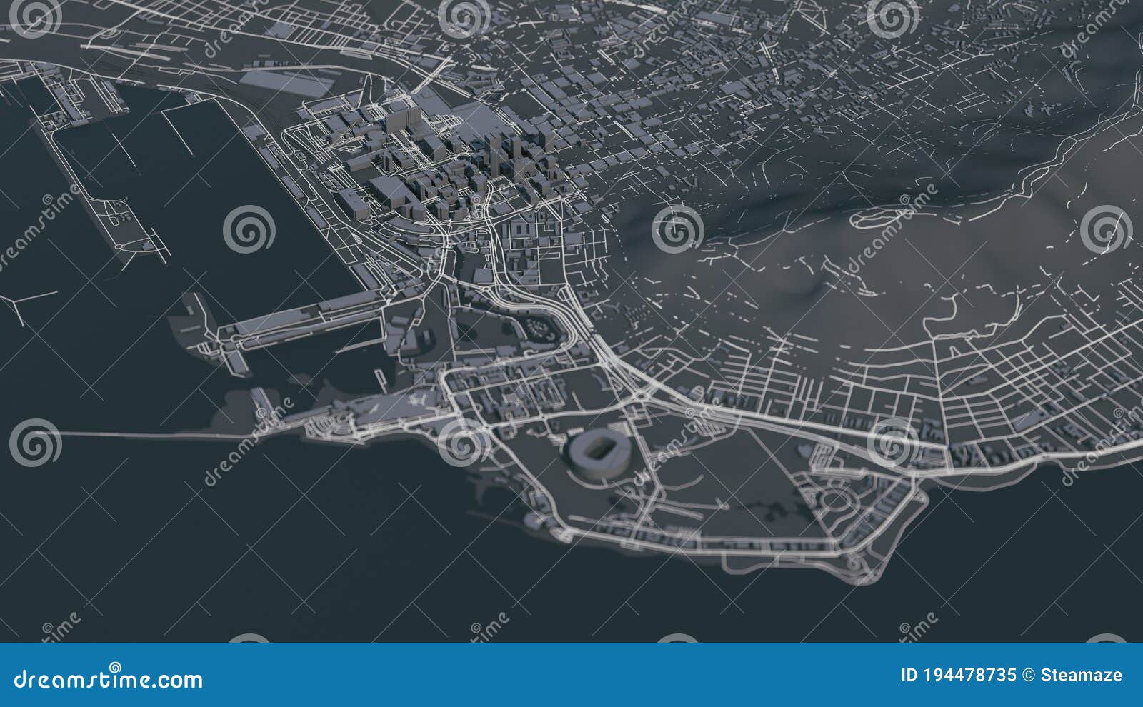 Cape Town city 3d map. stock illustration. Illustration of architecture ...