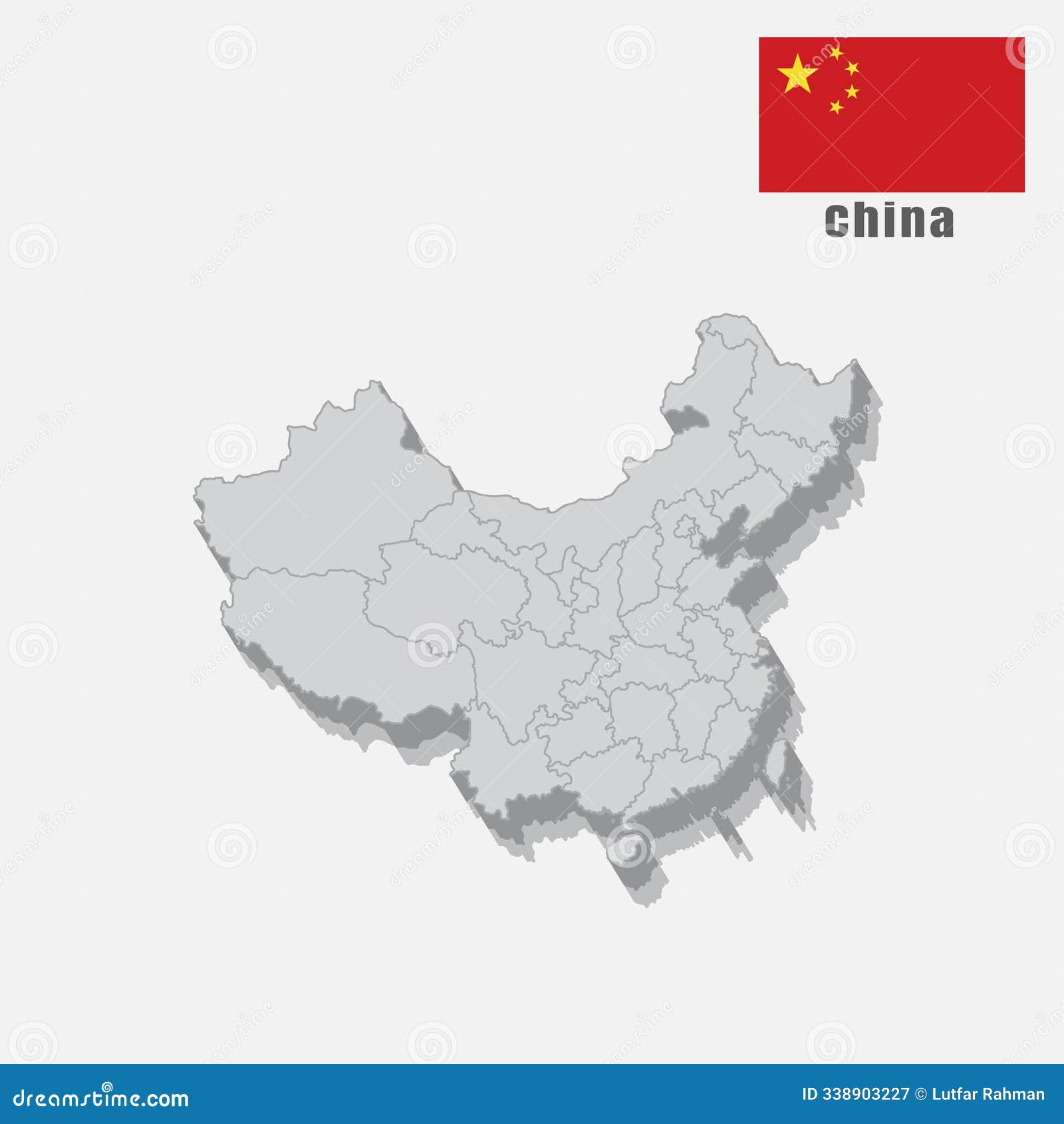 3D Map of China with Separated Sections on a White Background Stock ...