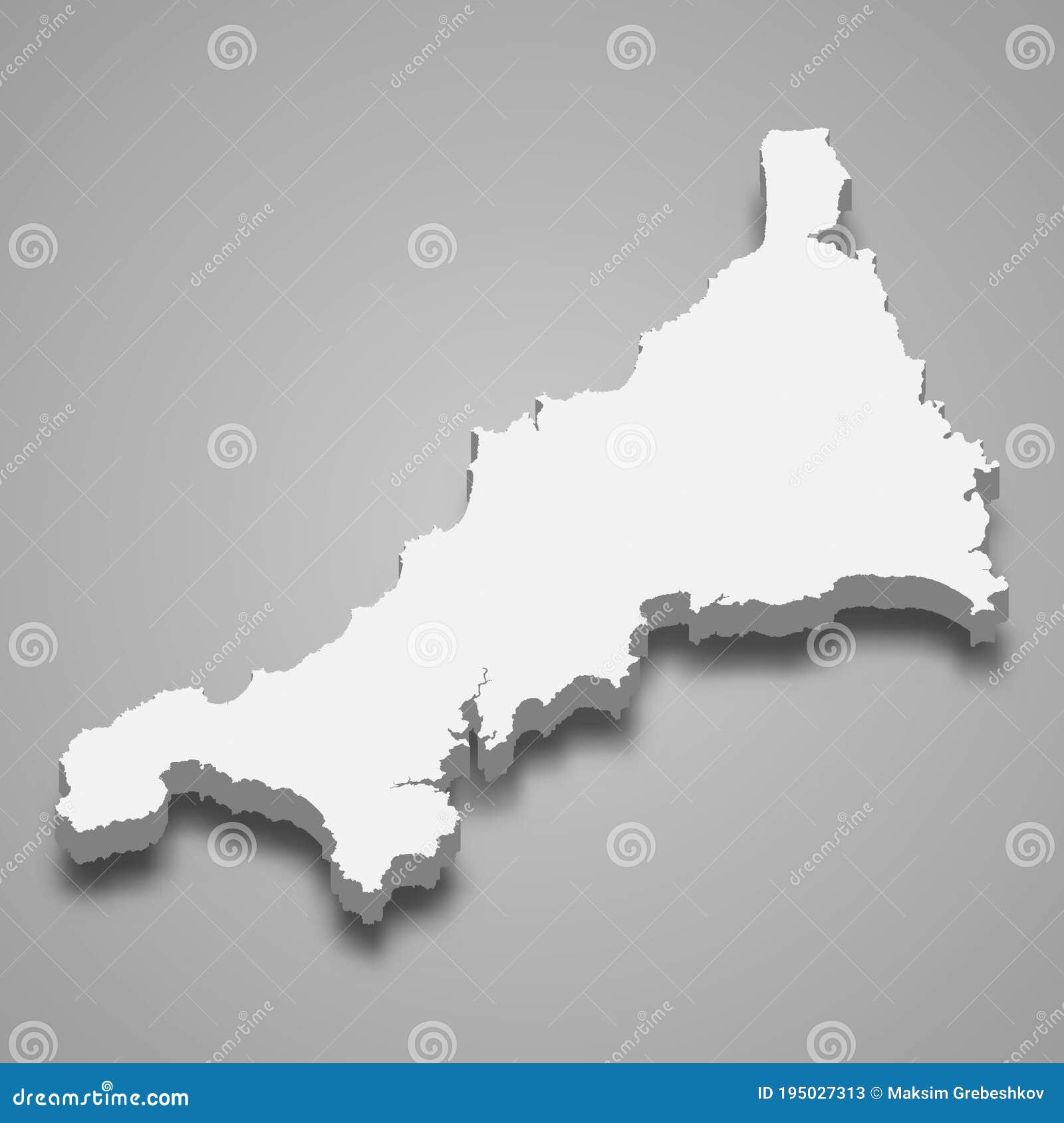 3d Map of Cornwall is a Ceremonial County of England Stock Illustration ...