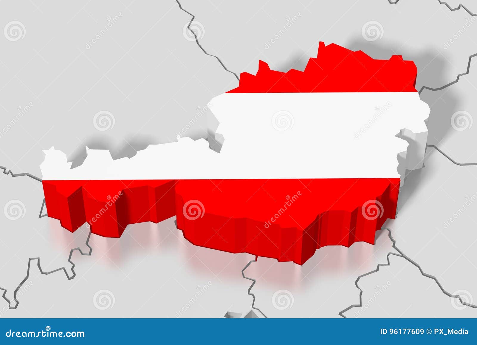 3D map, flag - Austria stock illustration. Illustration of political ...