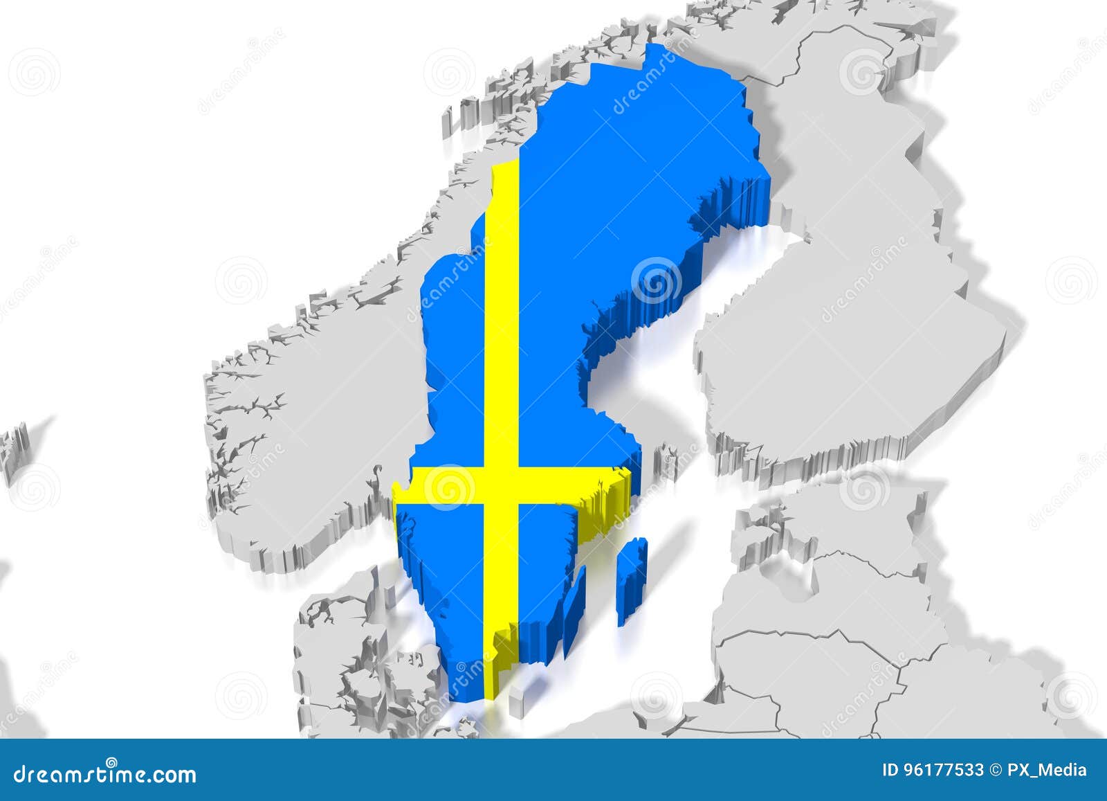 3D map, flag - Sweden stock illustration. Illustration of europe - 96177533
