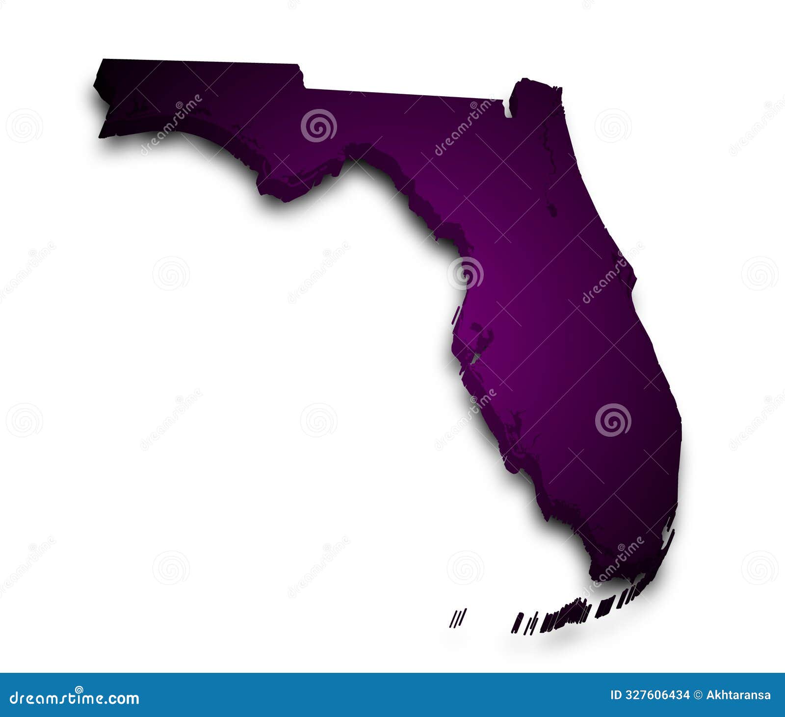 3d Map of Florida State with Color. United State of America, US, United ...