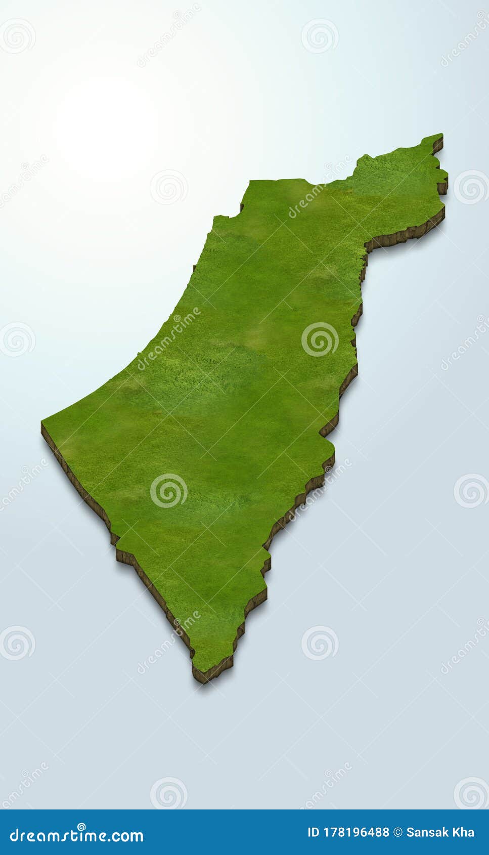 3D Map Green of Israel on White Background Stock Illustration ...