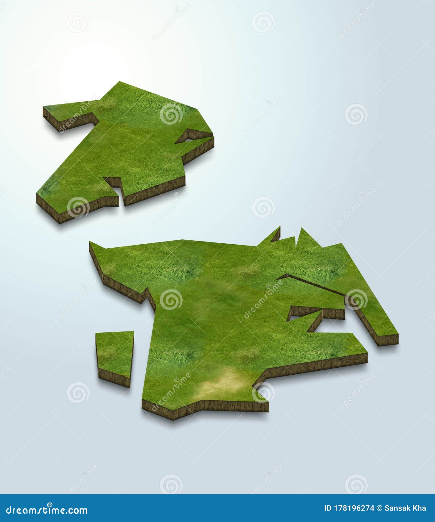 3D Map Green Of Macao On White Background Royalty-Free Illustration ...