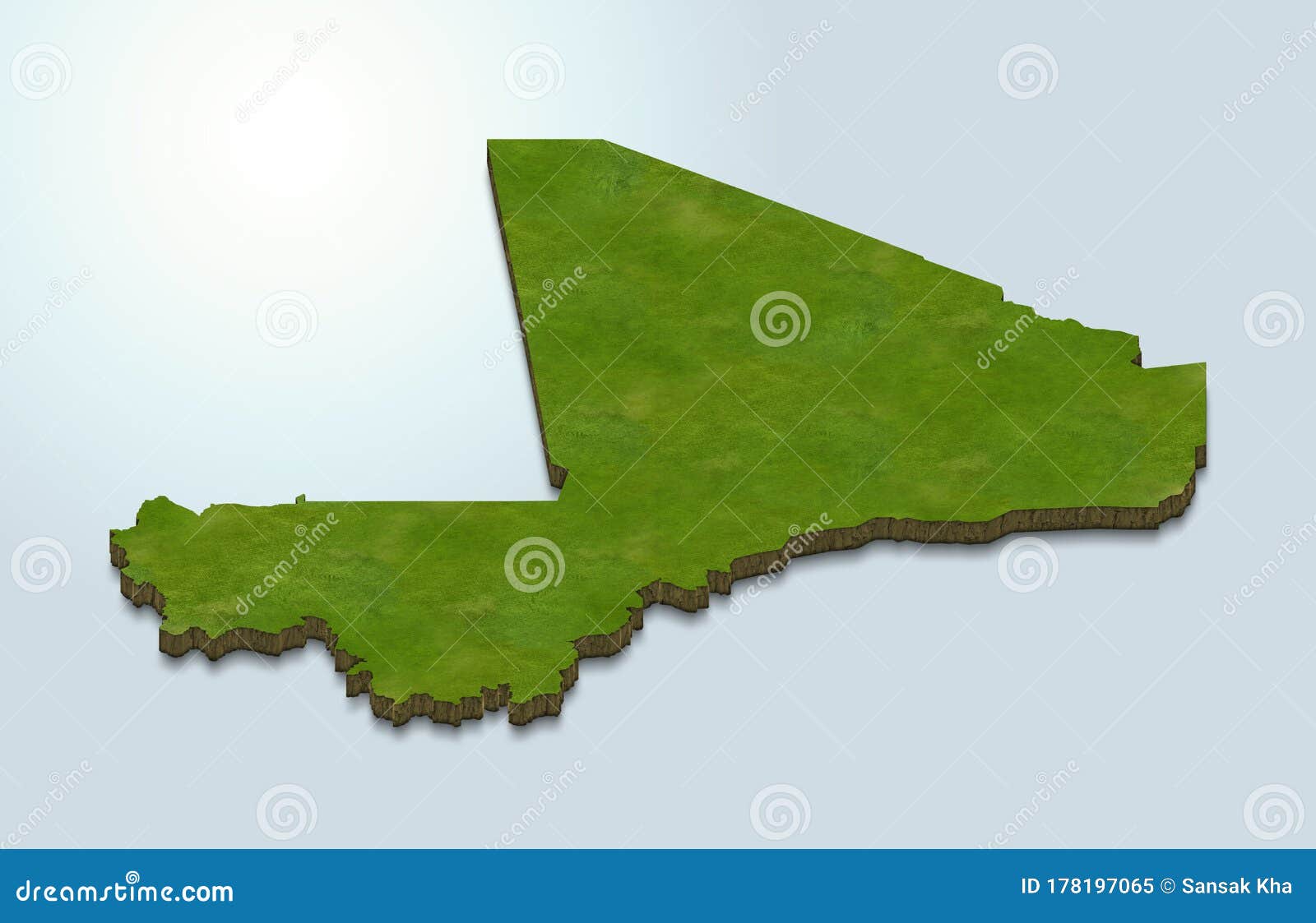 3D Map Green of Mali on White Background Stock Illustration ...