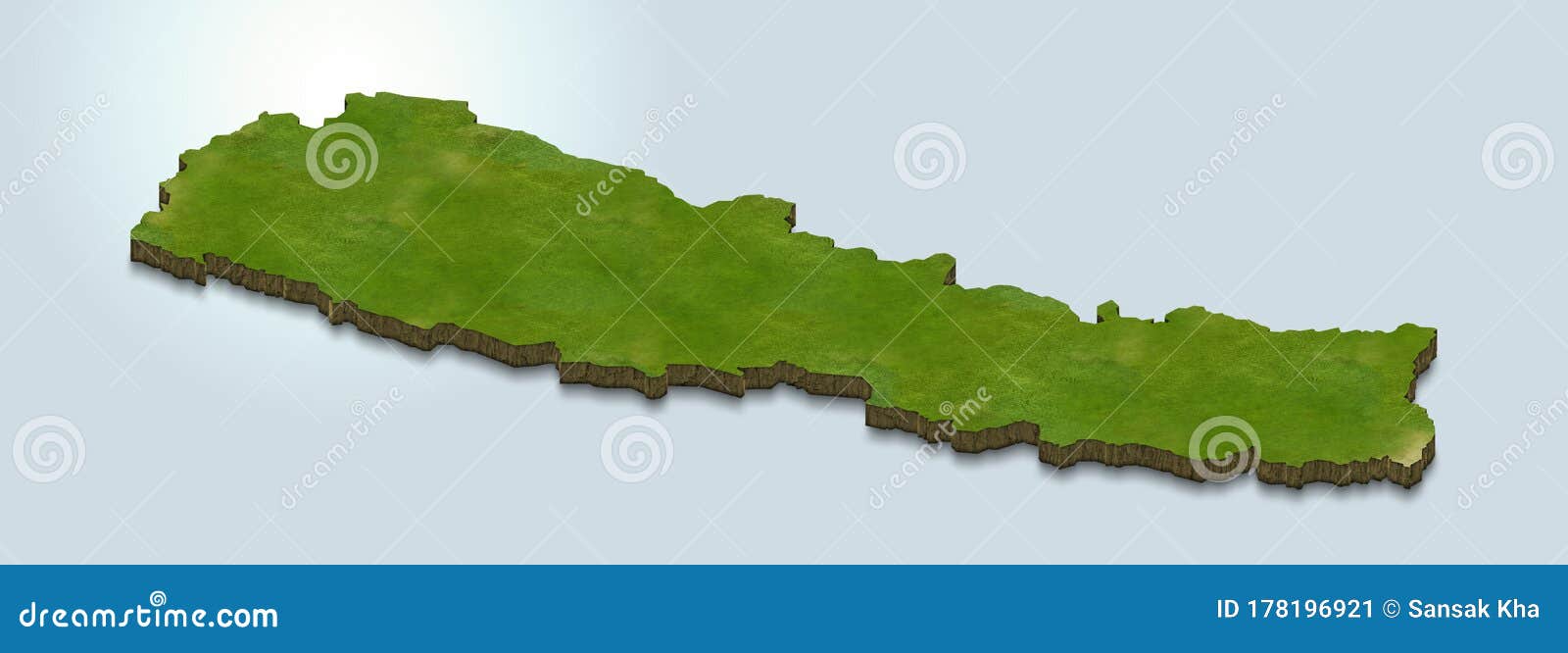 3D Map Green Of Nepal On White Background Royalty-Free Cartoon ...