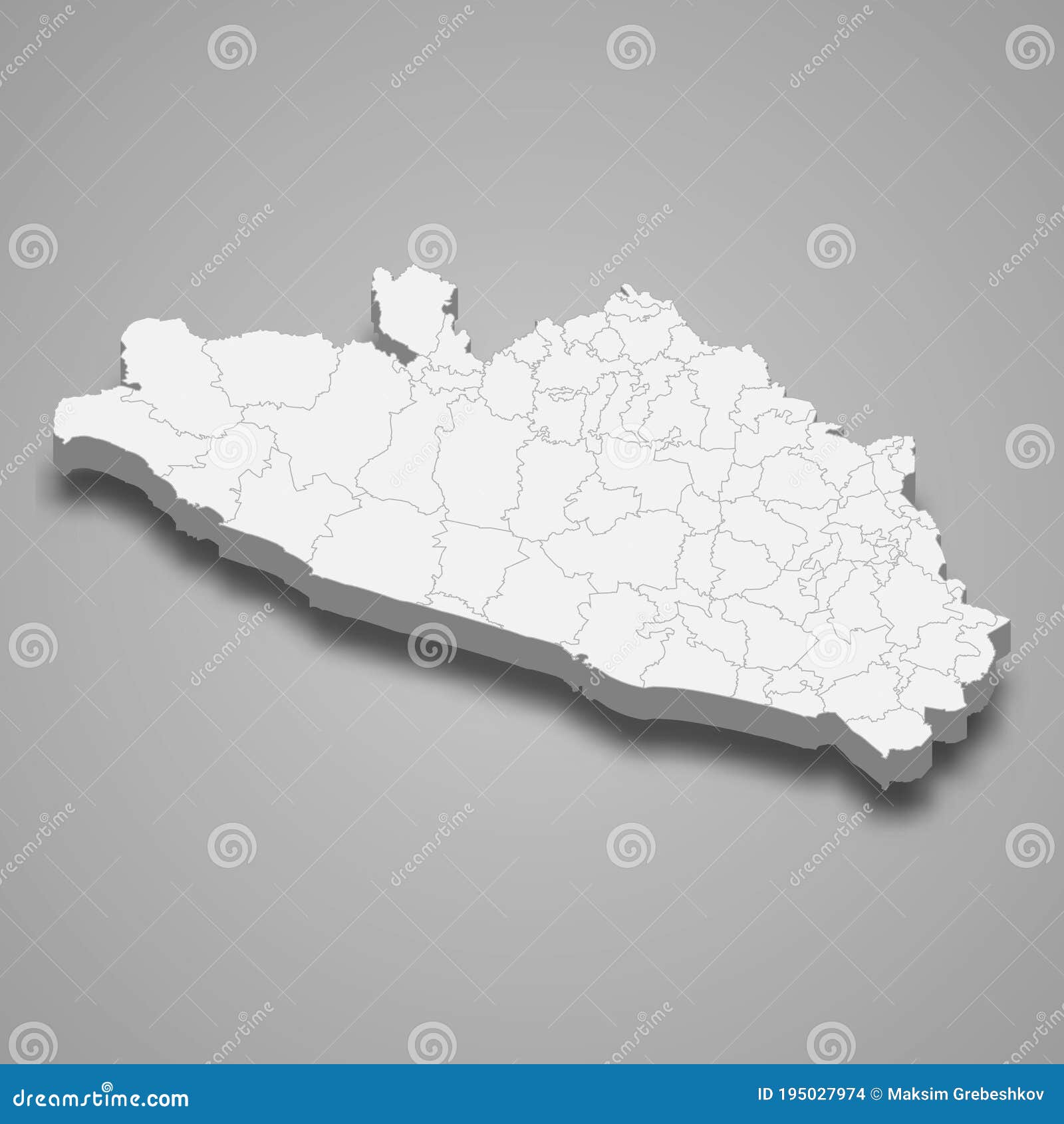 Guerrero Outline Map Mexico State Central America Region Country Shape ...