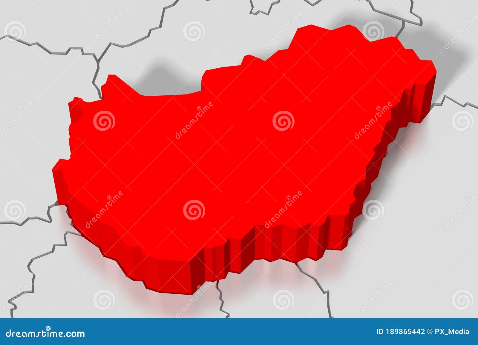 Hungary - Political Map, Red Country Shape, Borders Stock Illustration ...