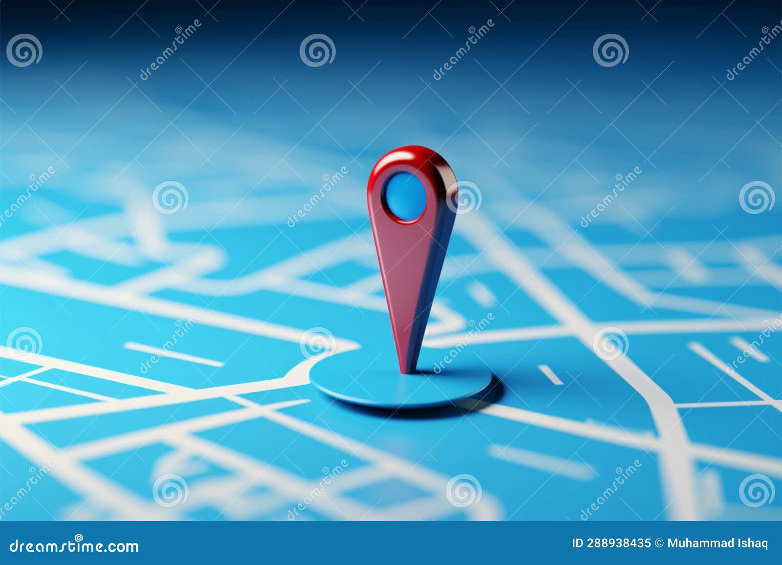 3D Map Icon. Blue Location Pinpoint, Surrounded by Ample Copy Space ...