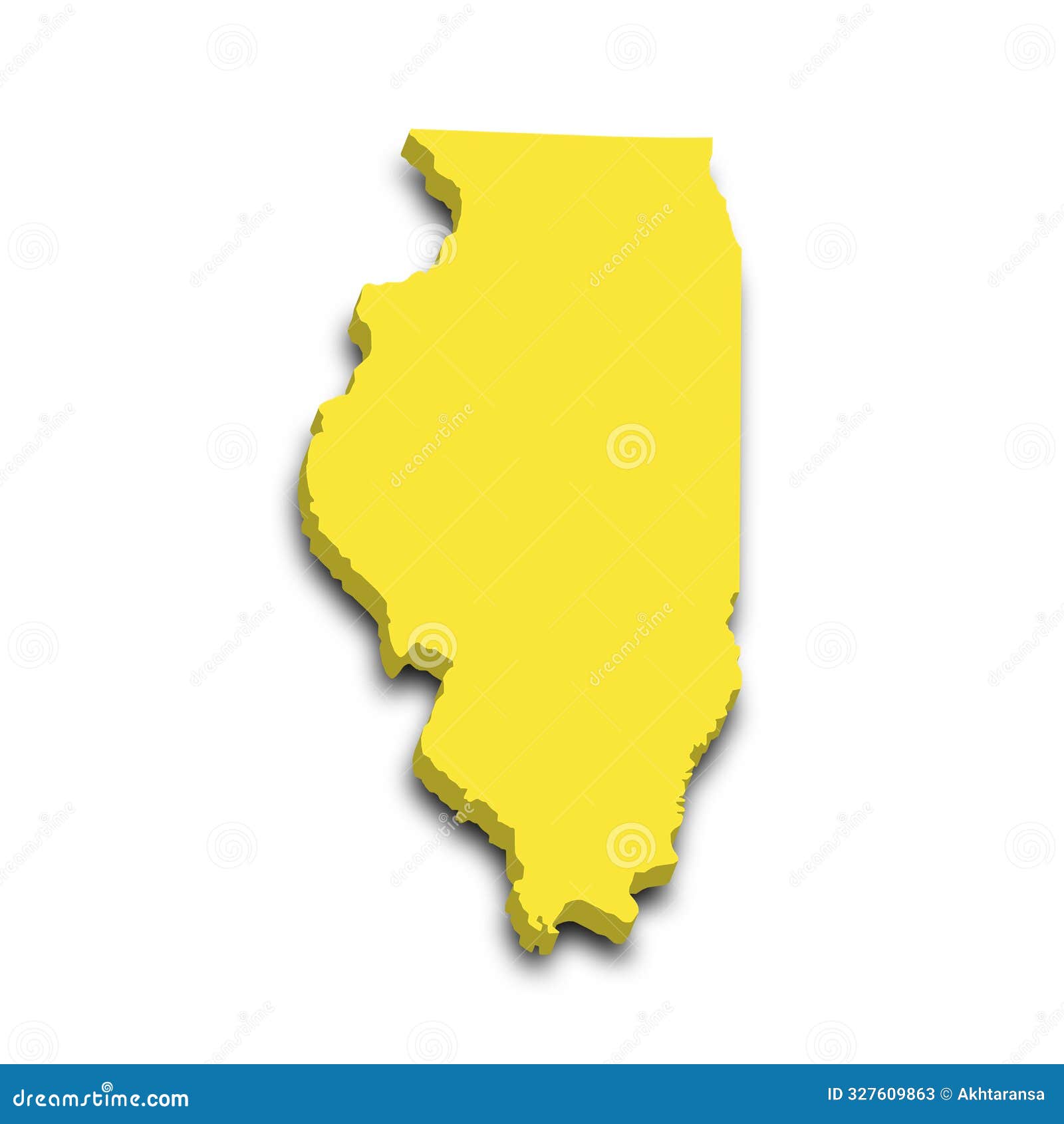 3d Map of Illinois State with Color. United State of America, US ...