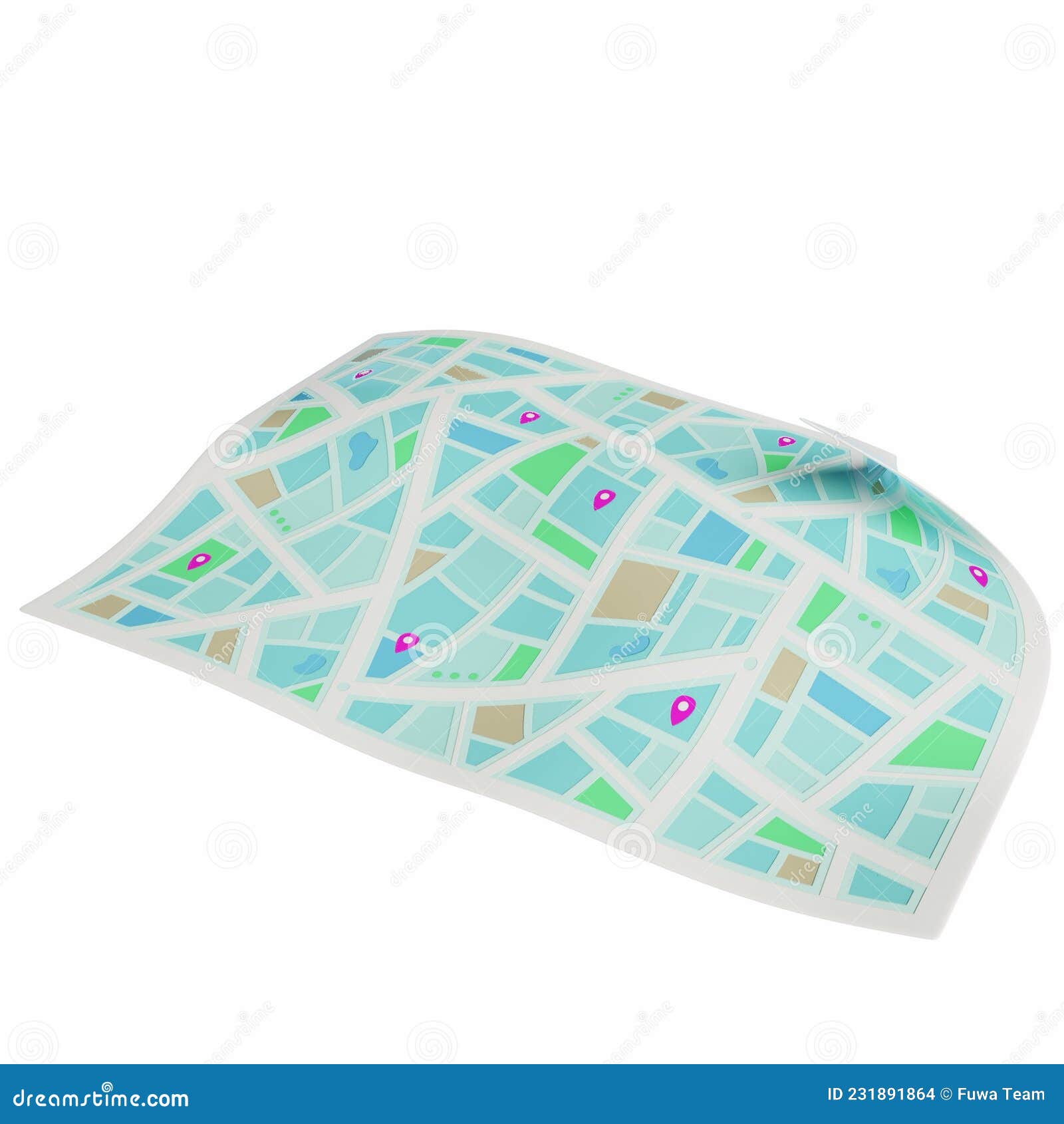3D Map Illustration stock illustration. Illustration of buttons - 231891864
